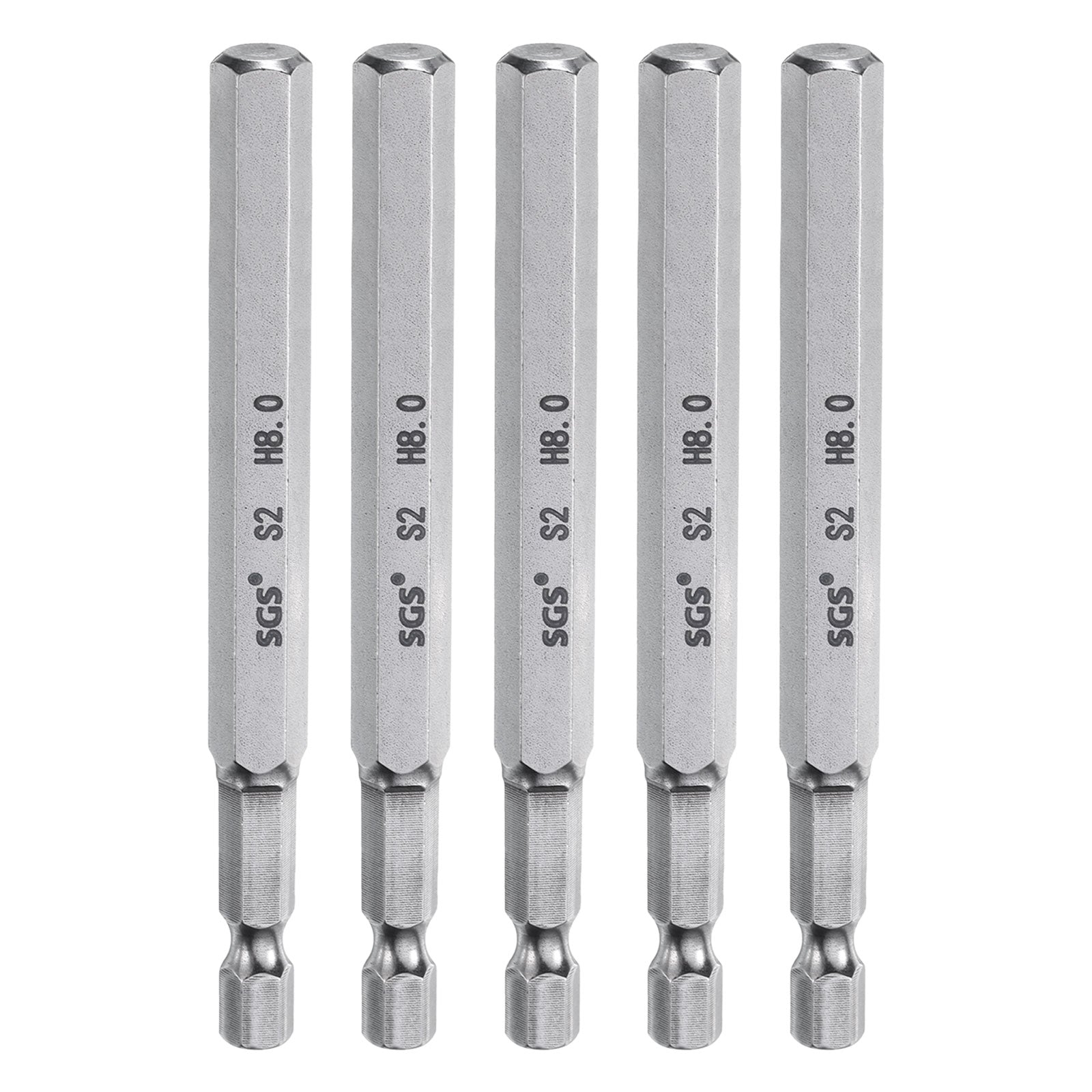 5pcs Hex Head Wrench Drill Bit 8mm (H8) Metric 1/4" Hex Shank 100mm (4 ...