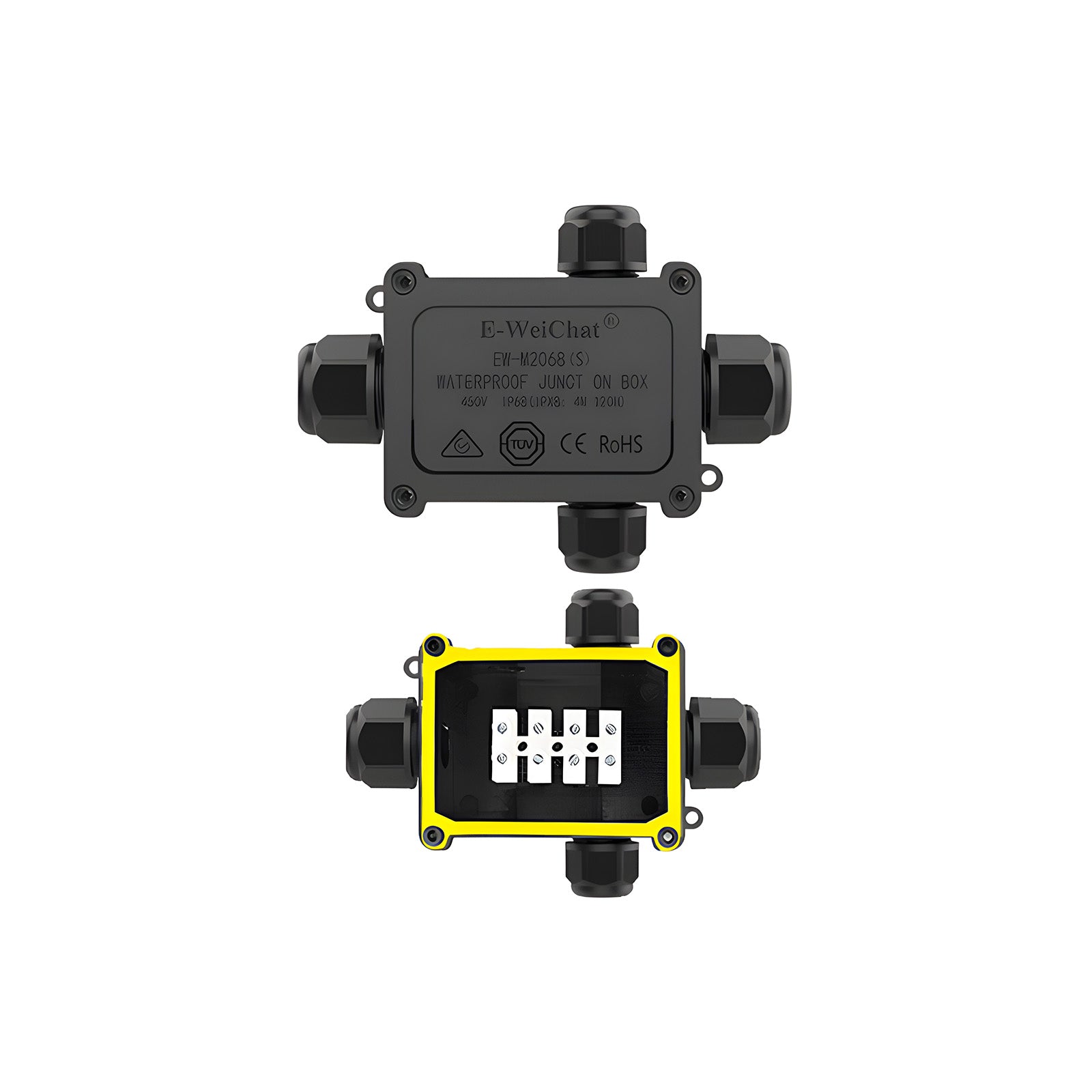 2 In, 2 Out Plastic Black Outdoor Waterproof Electrical Box 2068S-4TB ...