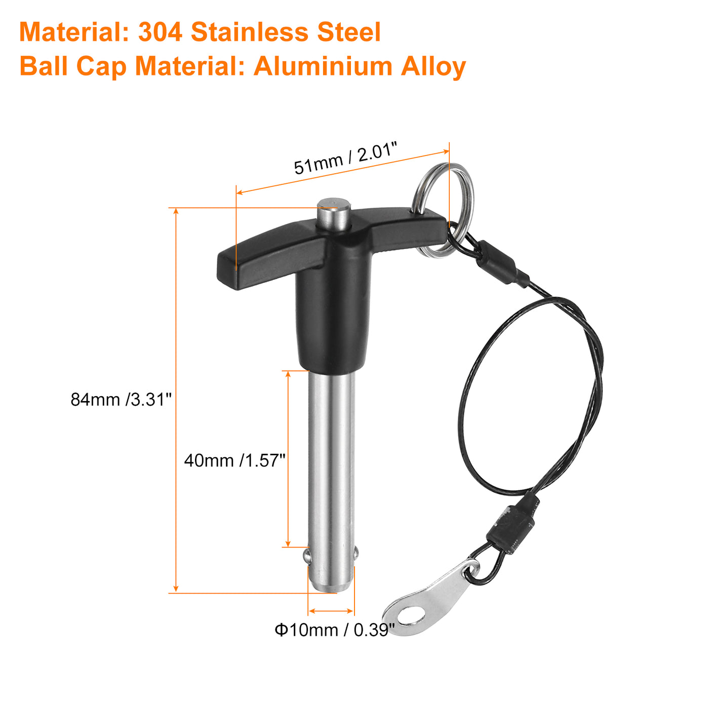 Uxcell 2Pcs T Handle Lock Pins, 10mm x 40mm Usage Length Stainless Steel Push-Button Quick ...