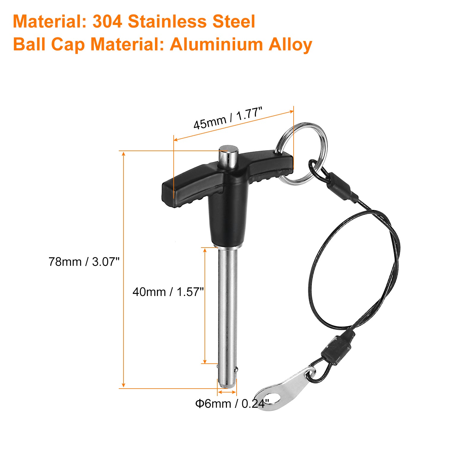 Uxcell 4Pcs T Handle Lock Pins, 6mm x 40mm Usage Length Stainless Steel ...