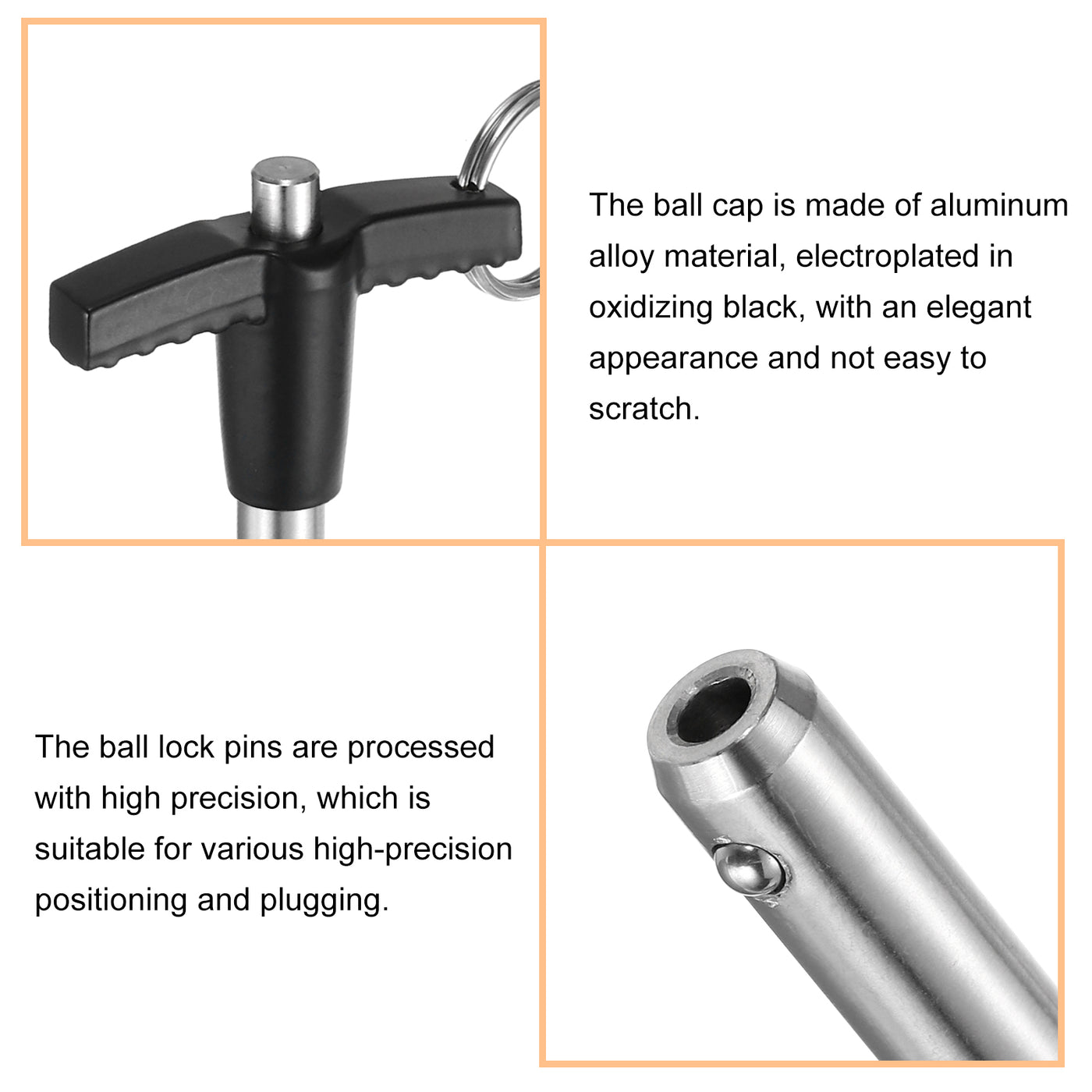 Uxcell 4Pcs T Handle Lock Pins, 8mm x 90mm Usage Length Stainless Steel Push-Button Quick ...