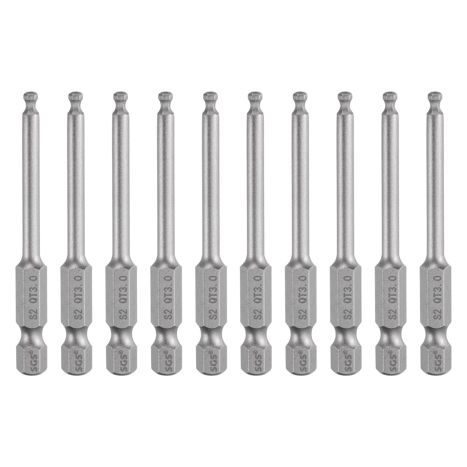 10pcs Ball End Hex Screwdriver Bit 3mm (H3.0) Magnetic Tip 1/4" Hex ...