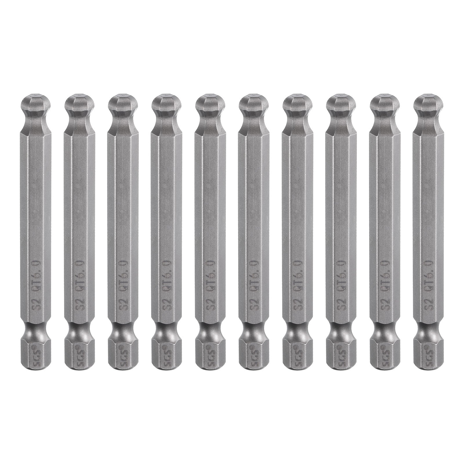 10pcs Ball End Hex Screwdriver Bit 6mm (H6.0) Magnetic Tip 1/4" Hex ...