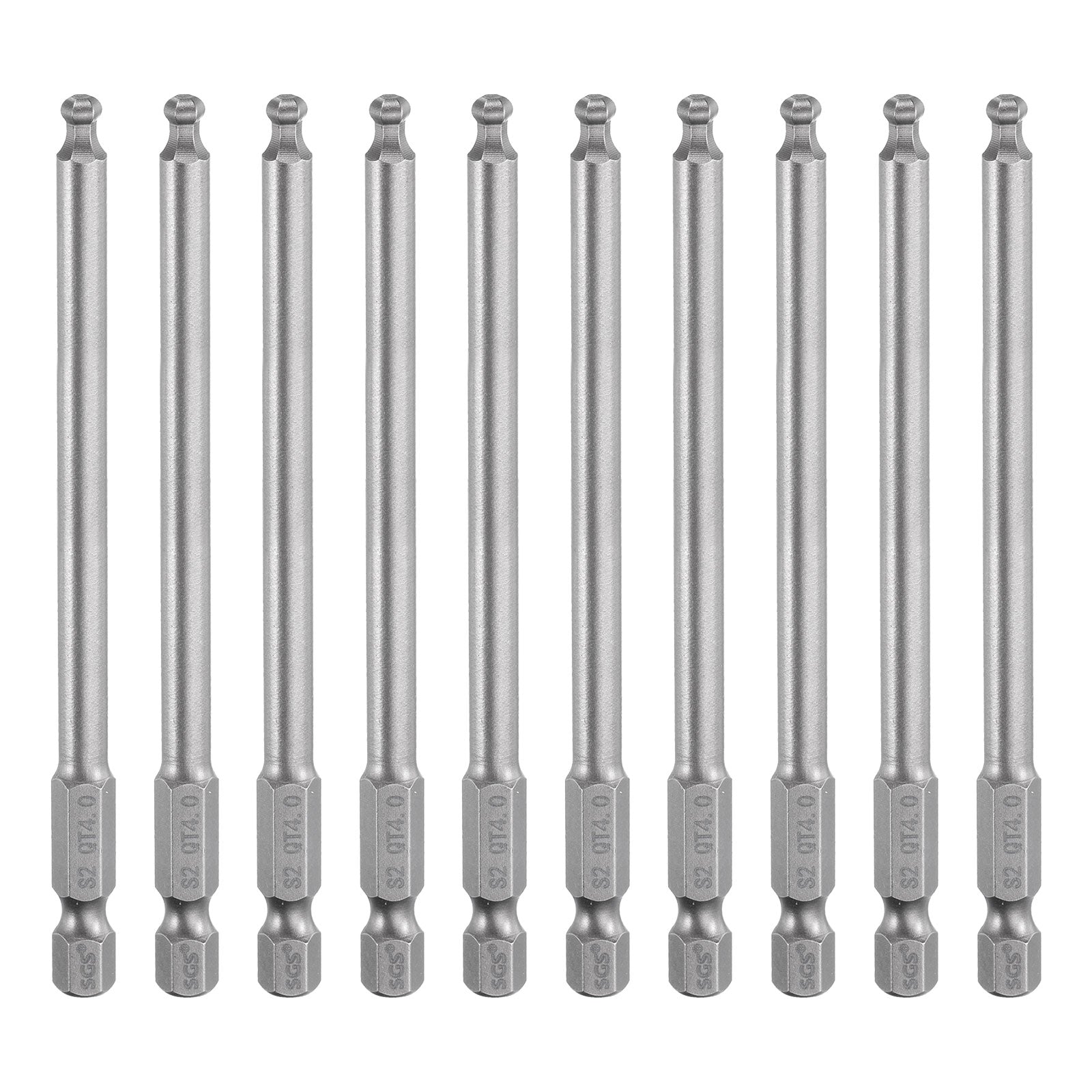 10pcs Ball End Hex Screwdriver Bit 4mm (H4.0) Magnetic Tip 1/4" Hex ...