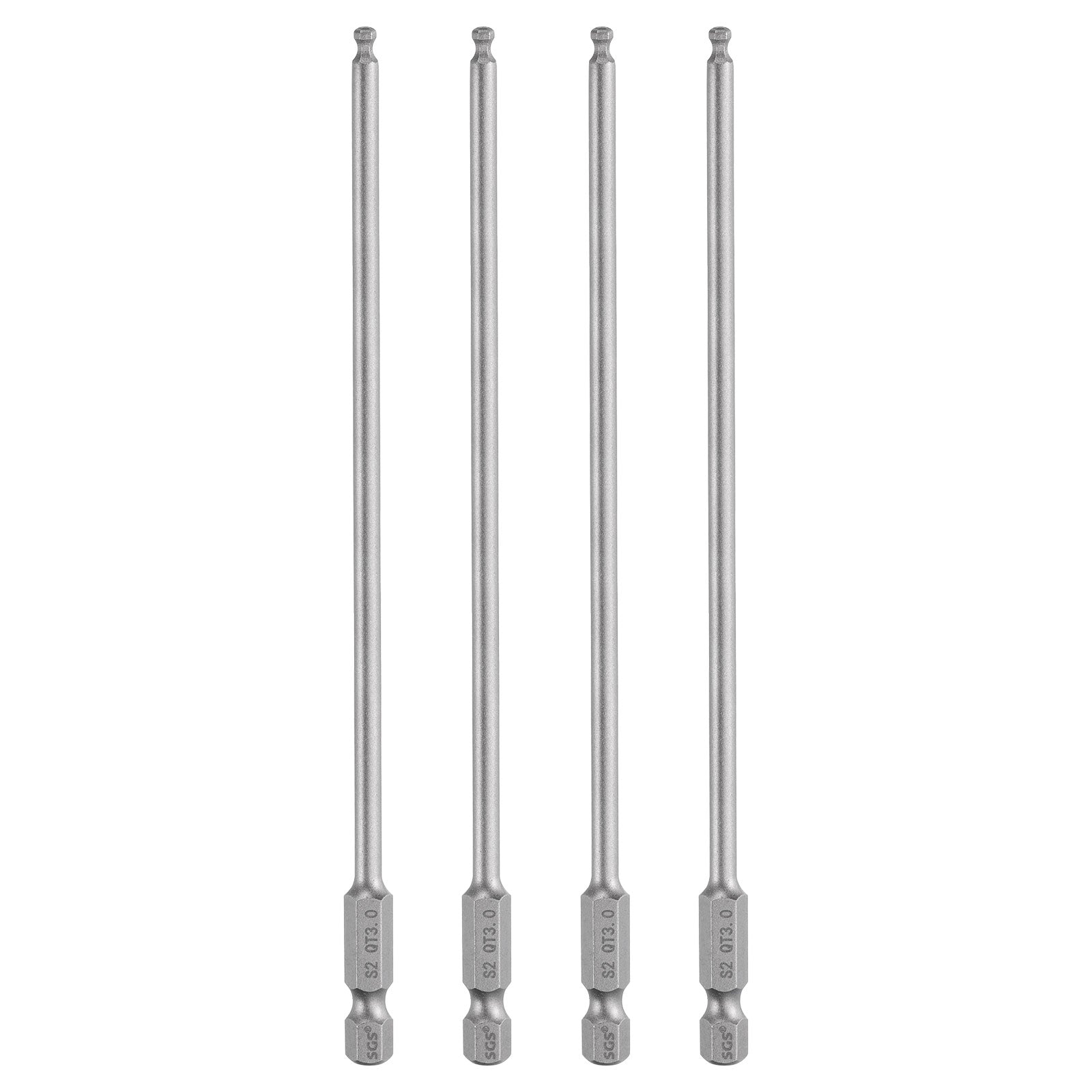 4pcs Ball End Hex Screwdriver Bit 3mm (H3.0) Magnetic Tip 1/4" Hex ...