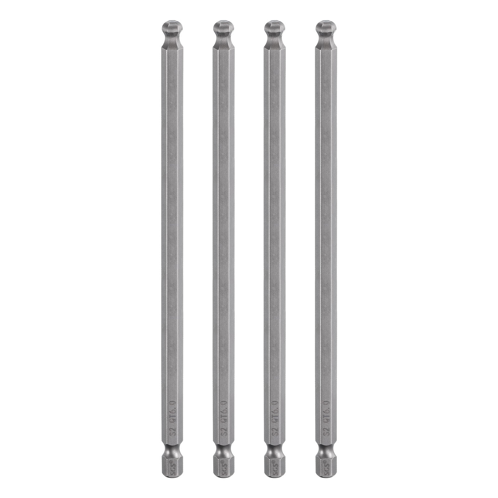 4pcs Ball End Hex Screwdriver Bit 6mm (H6.0) Magnetic Tip 1/4" Hex ...