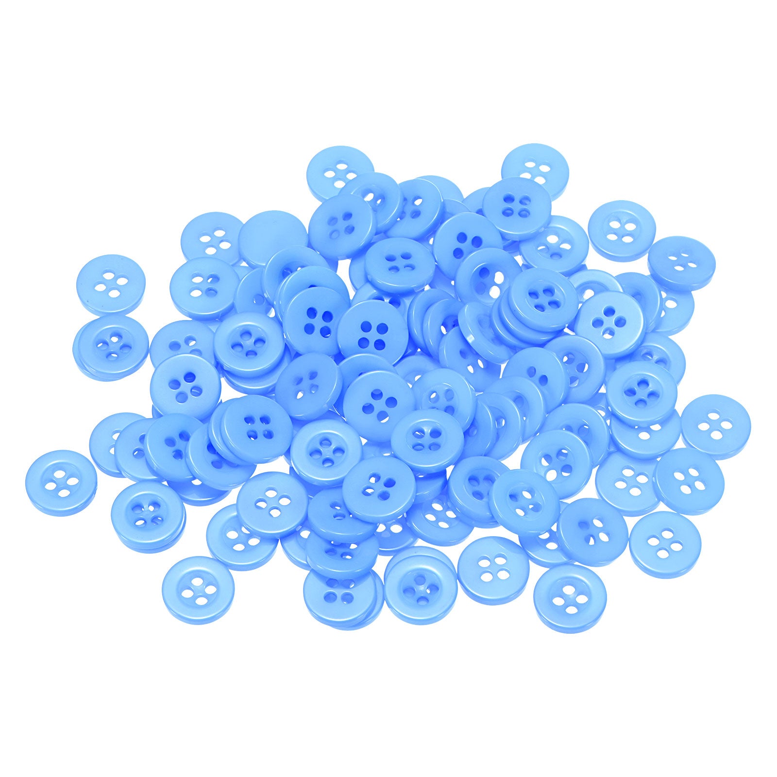 100pcs Resin Sewing Buttons 15/32" Round Flat 4-Hole Craft Buttons, Sky ...