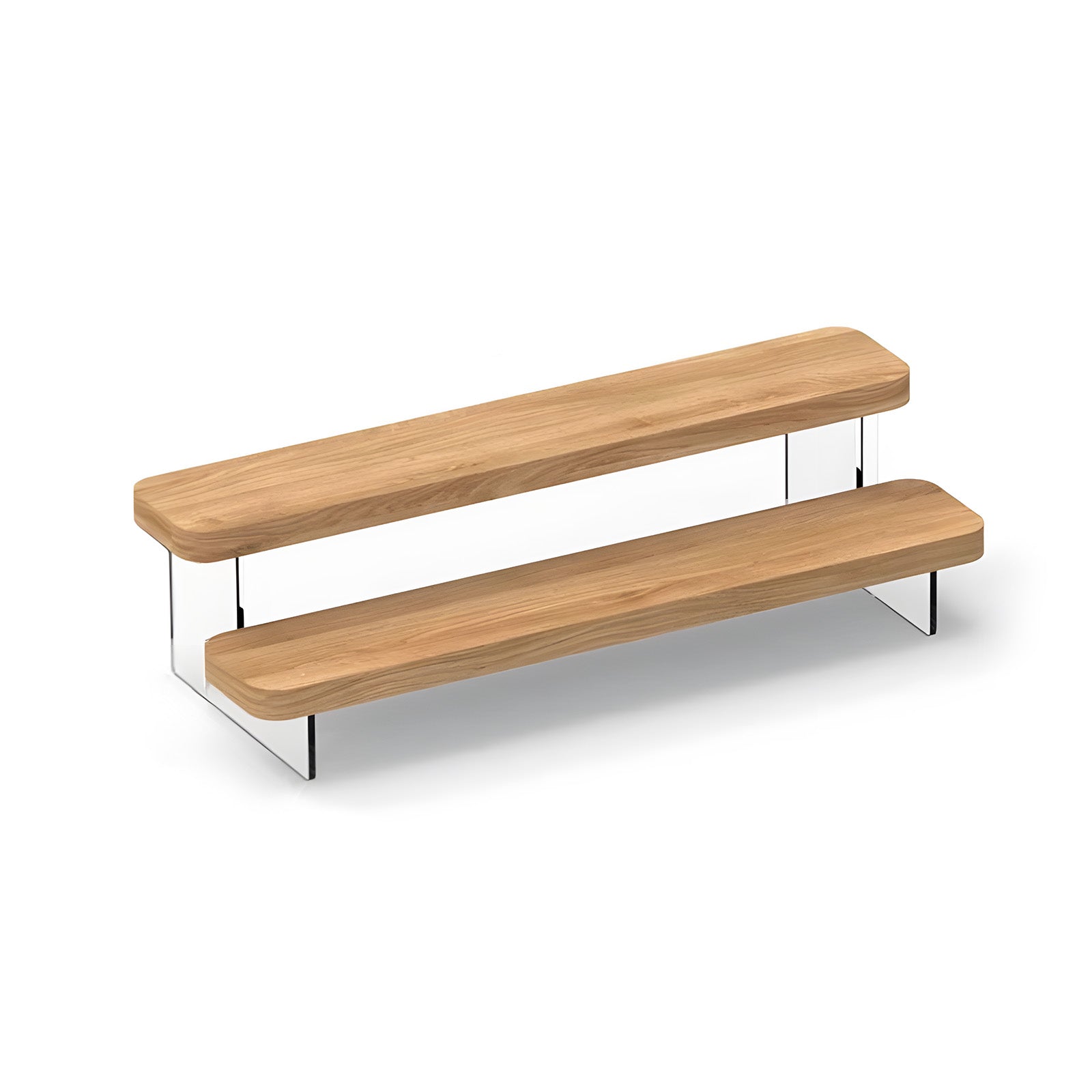 2 Tiers Wooden Acrylic Ladders Display Stand 300x80x110mm | Harfington