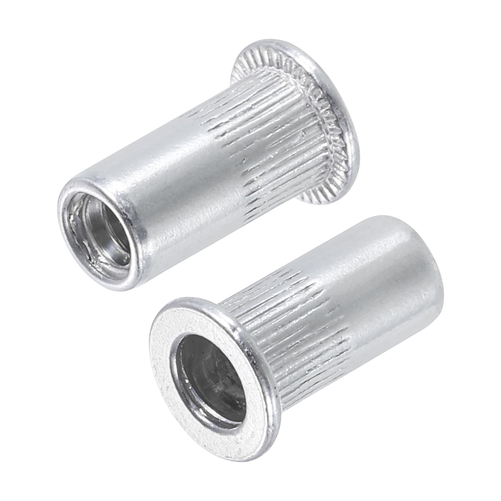 Uxcell #6-32 Rivet Nuts Aluminium Alloy Knurled Flat Head Threaded ...