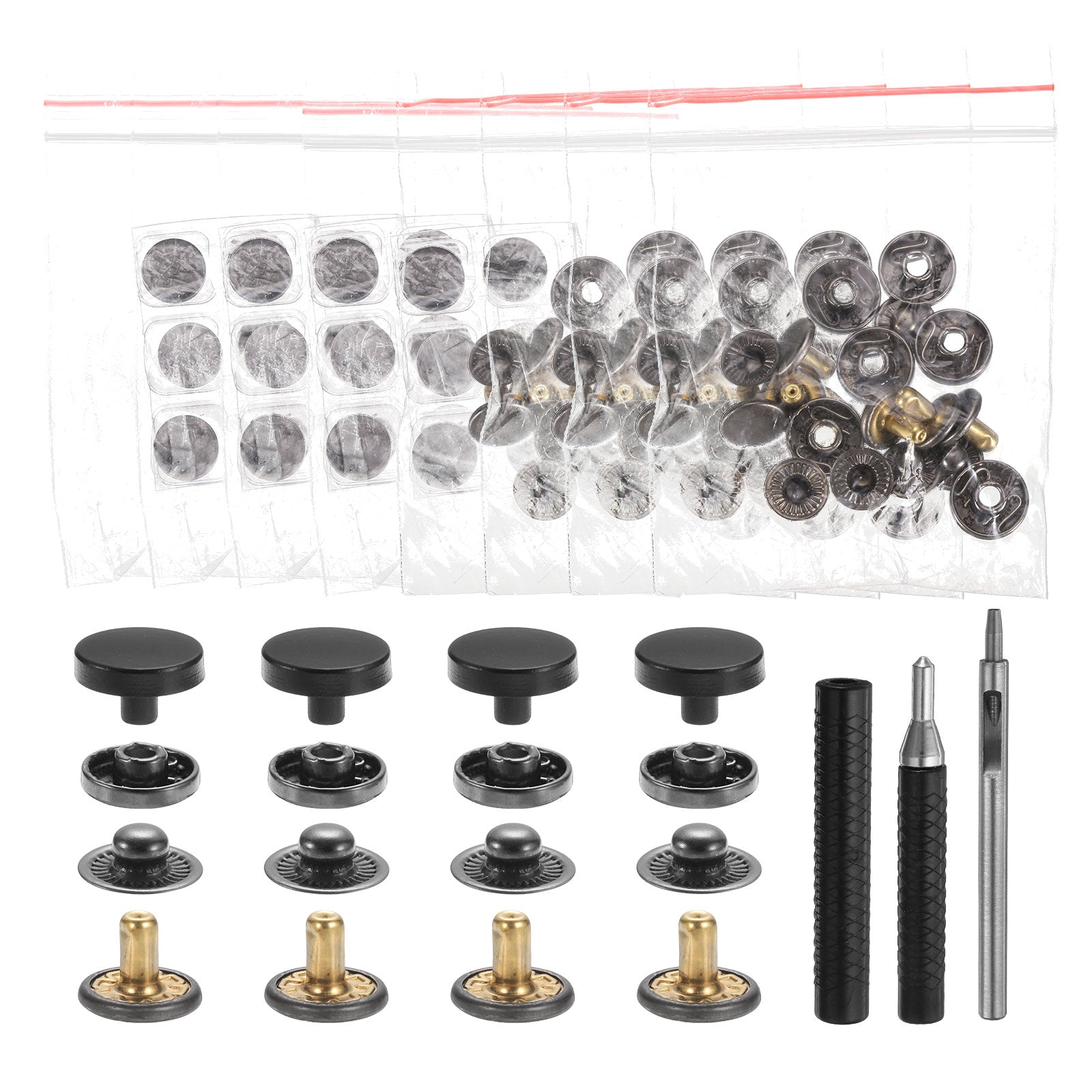 24Set Leather Snap Fasteners Kit 12mm Metal Snaps with 3 Setter Tools ...