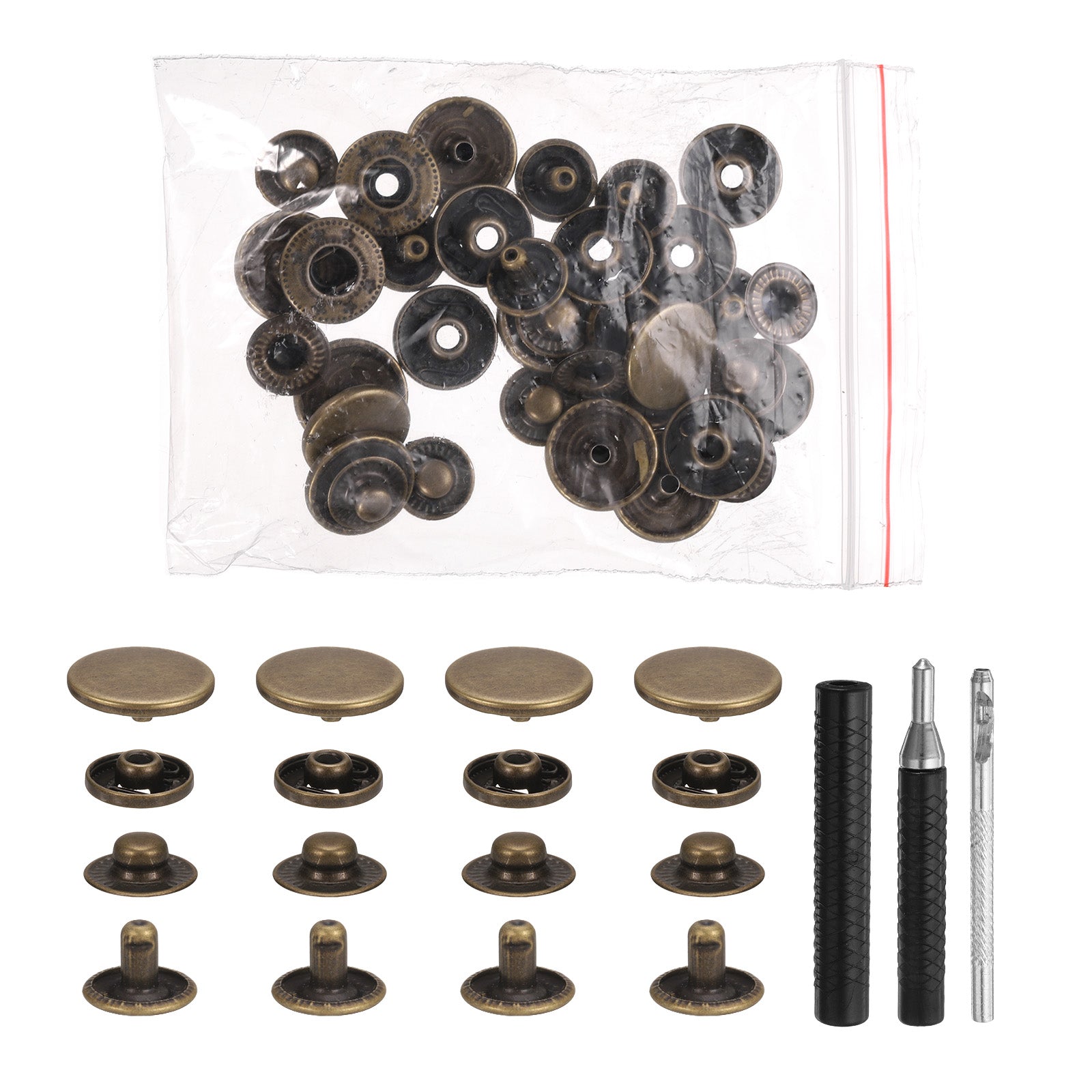25Set Leather Snap Fasteners Kit 17mm Metal Snaps with 3 Setter Tools ...