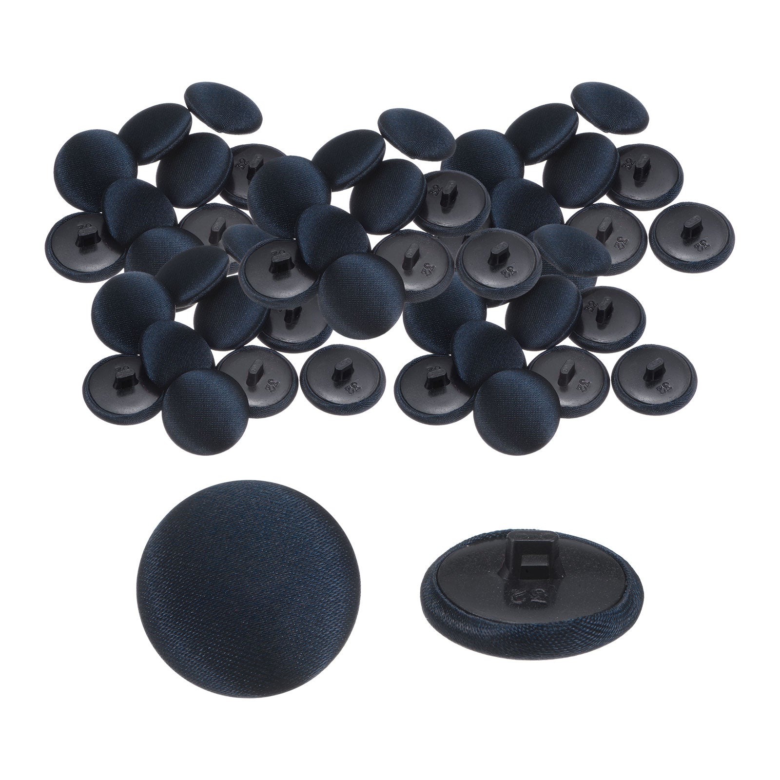 50pcs Satin Buttons 0.8" (20mm) Round Tuxedo Buttons with Shank Deep ...