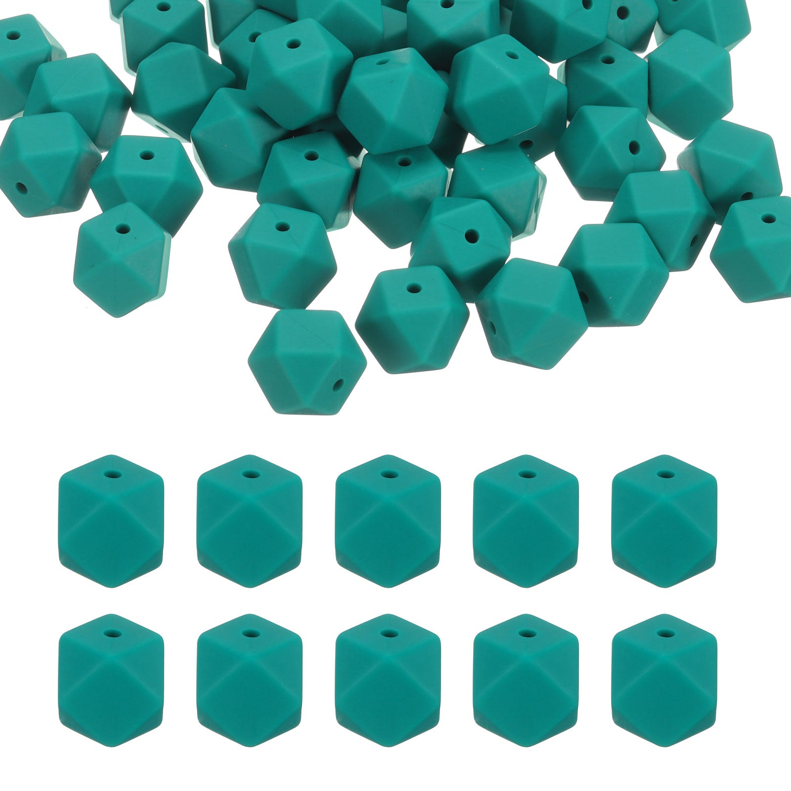 50Pcs Hexagonal Silicone Beads 14mm Geometric Focal Loose Beads Bulk ...