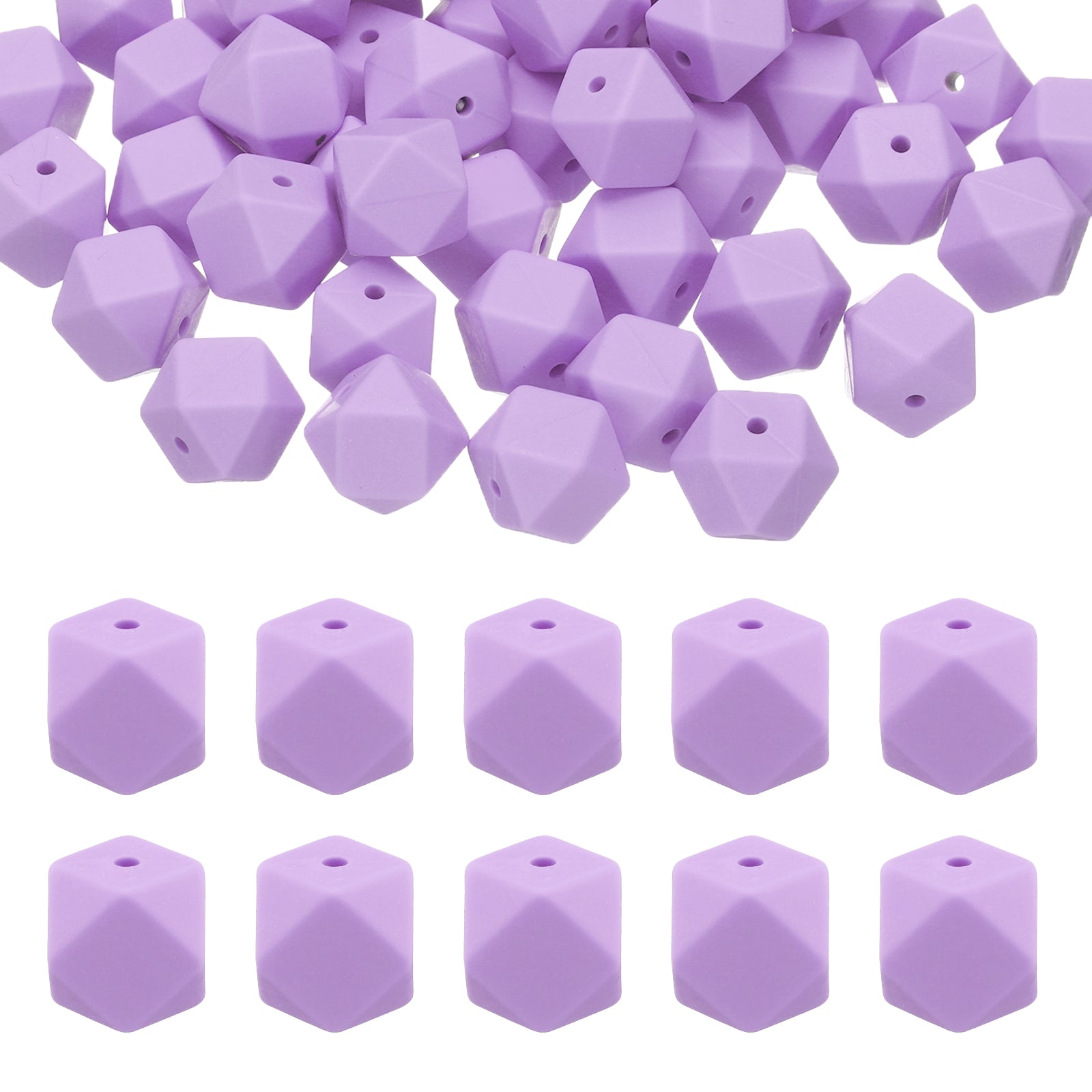 50Pcs Hexagonal Silicone Beads 14mm Geometric Loose Beads Bulk Lavender ...