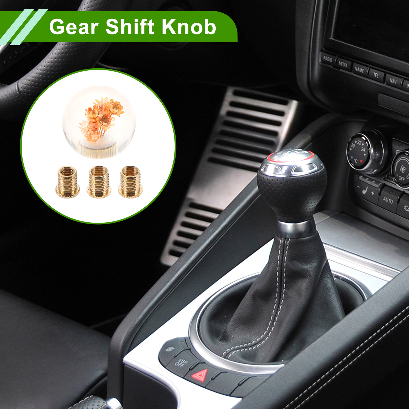 Round Ball Shift Knob Universal Gear Shifter Knob Acrylic Stick Shifter ...