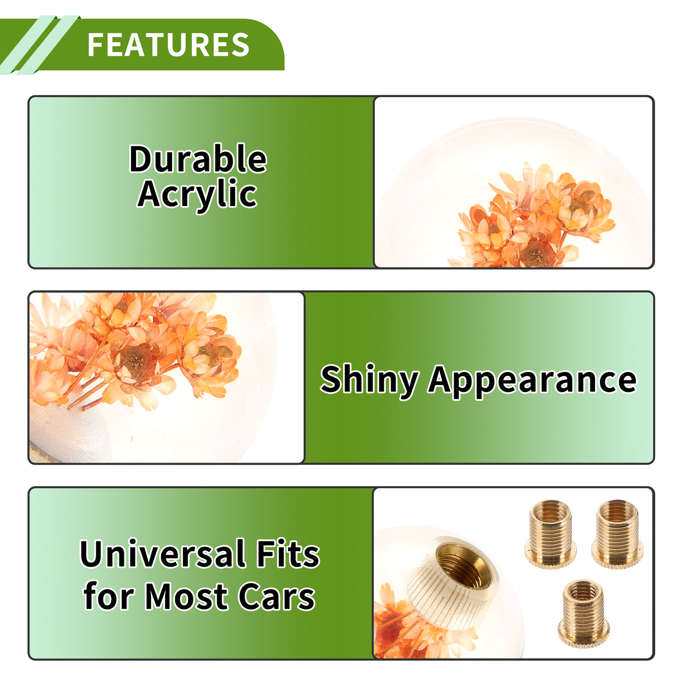 Round Ball Shift Knob Universal Gear Shifter Knob Acrylic Stick Shifter ...