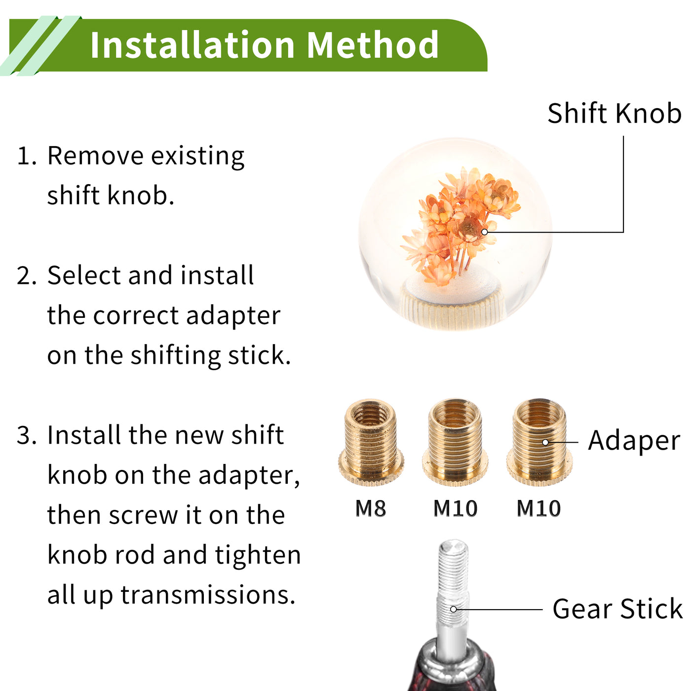 Round Ball Shift Knob Universal Gear Shifter Knob Acrylic Stick Shifter ...