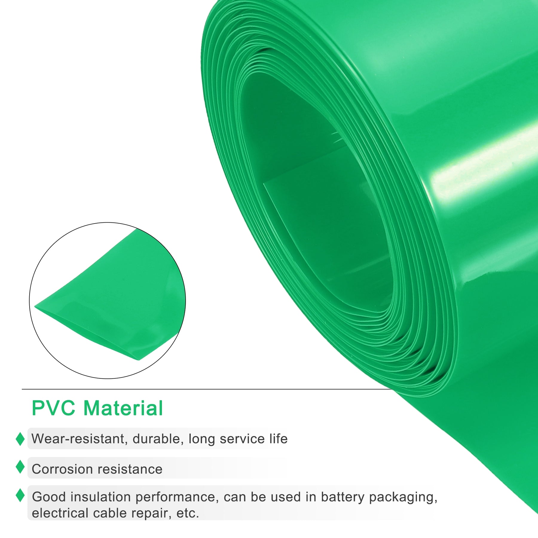 Battery Wrap 40mm Flat 26ft PVC Heat Shrink Tube Wraps Green | Harfington
