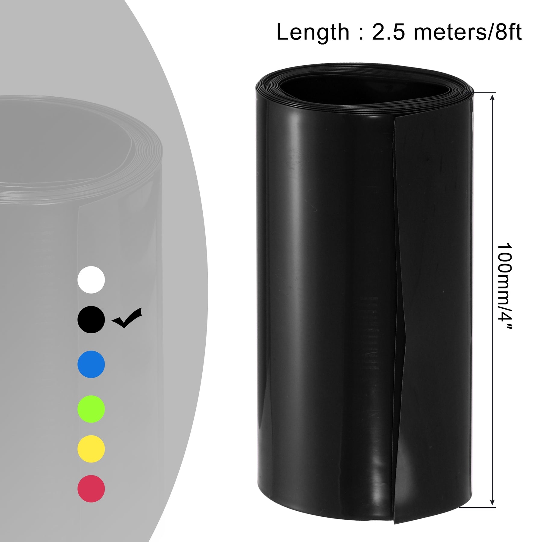Battery Wrap 100mm Flat 8ft PVC Heat Shrink Tube Wraps Black | Harfington