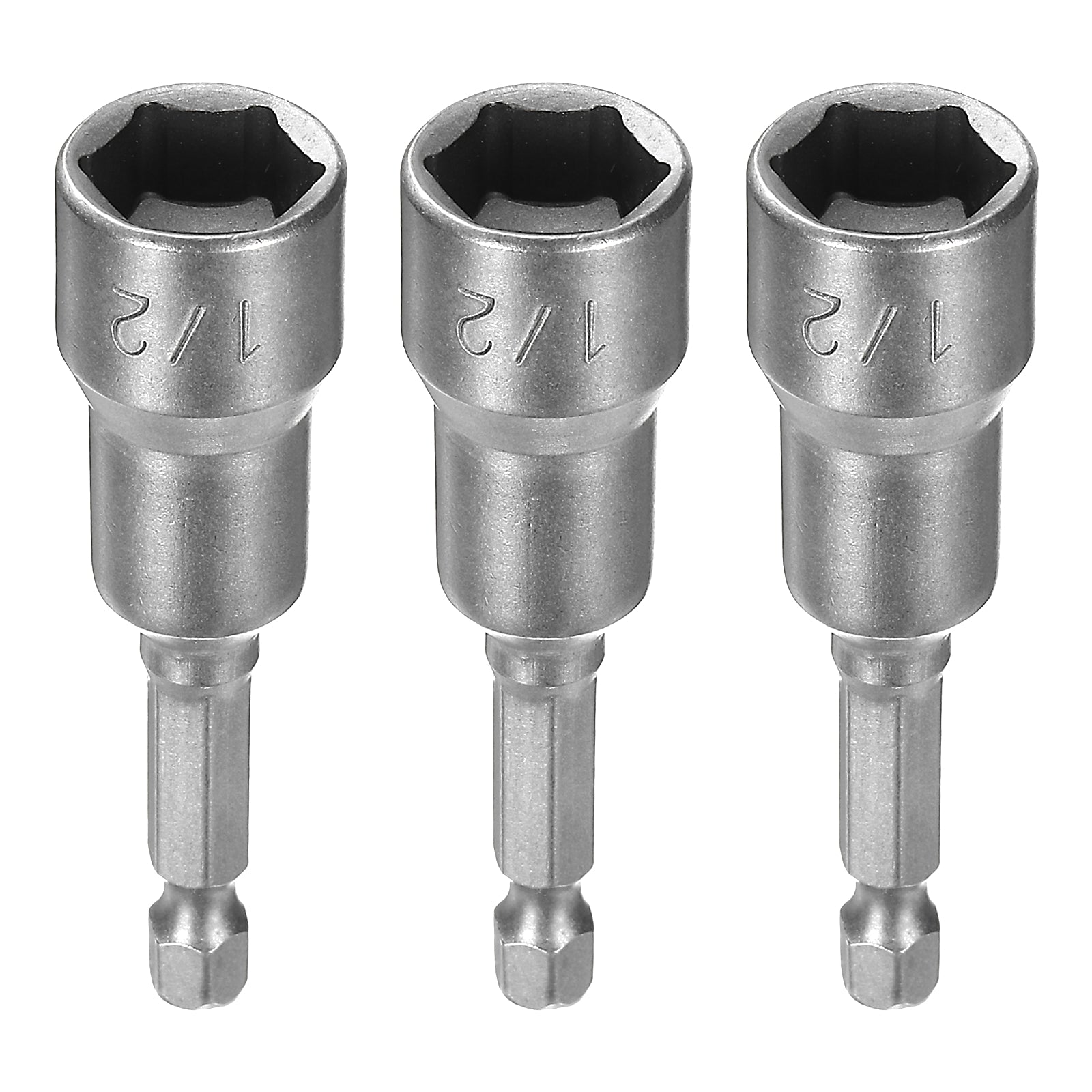 3pcs Nut Driver Drill Bit 1/2" 6-Point Socket 1/4" Hex Shank Nut Setter ...