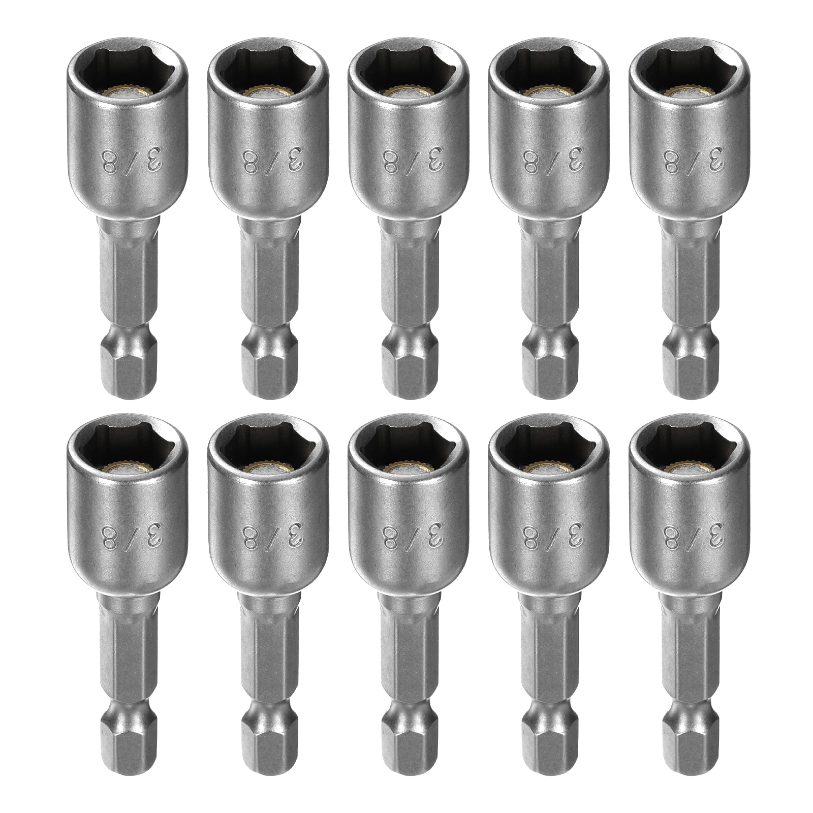 10pcs Nut Driver Drills Bit 3/8" 6-Point Socket 1/4" Hex Shank Magnetic ...