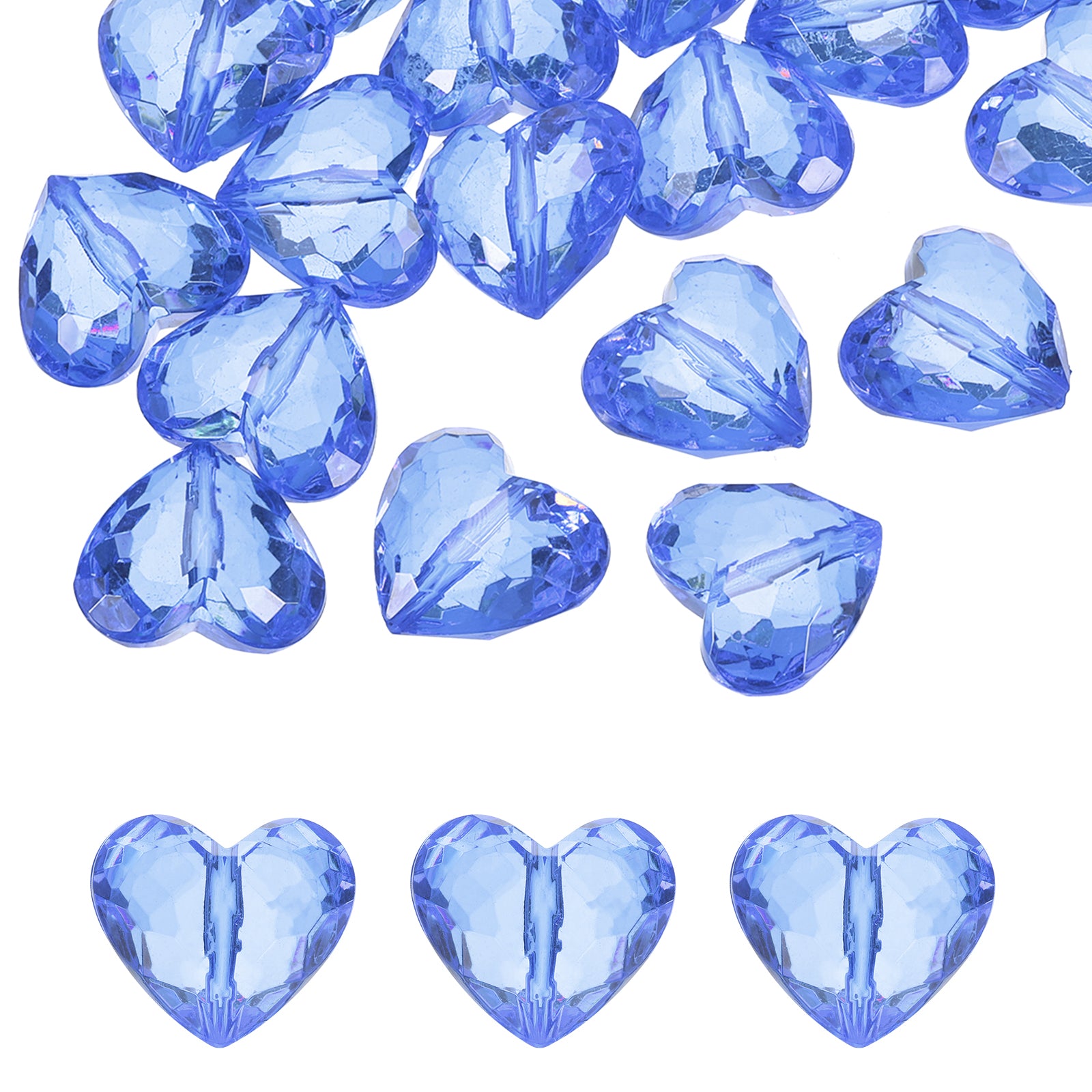 20pcs Acrylic Heart Beads 30x28mm Craft Loose Beads Crystals Gems Light ...
