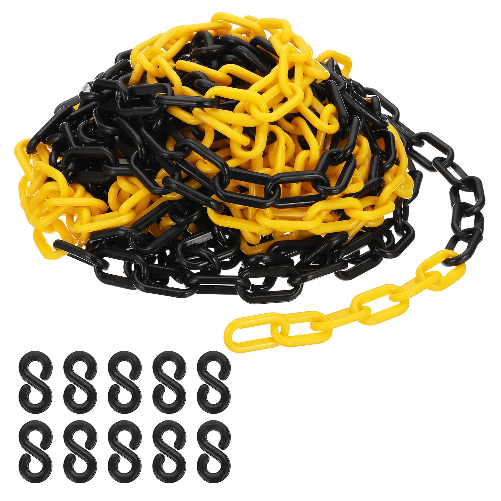 Yellow/Black Plastic Chain, 39 ft 6mm Safety Barrier Chain for Crowd ...