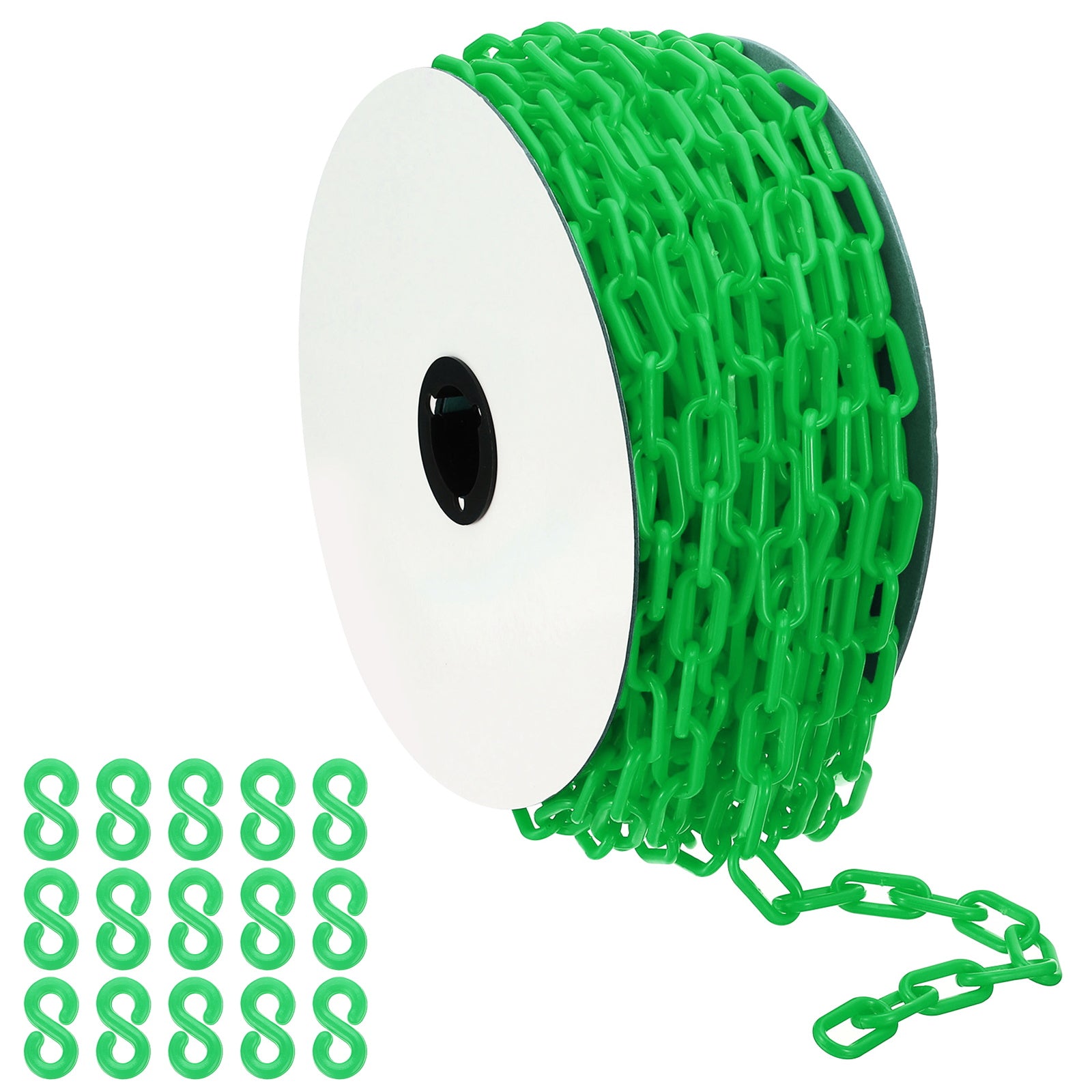 Green Plastic Chain, 115 ft 6mm Safety Barrier Chain Large Plastic ...