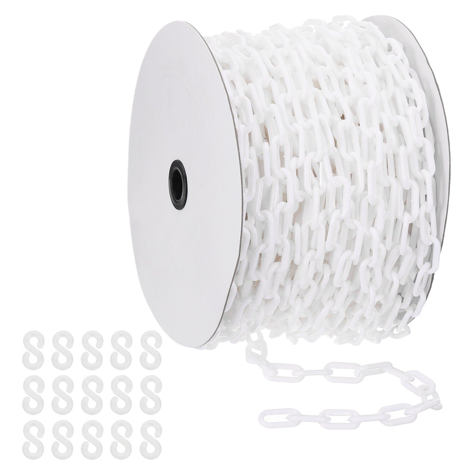 White Plastic Chain, 164 ft 6mm Safety Barrier Chain Large Plastic ...