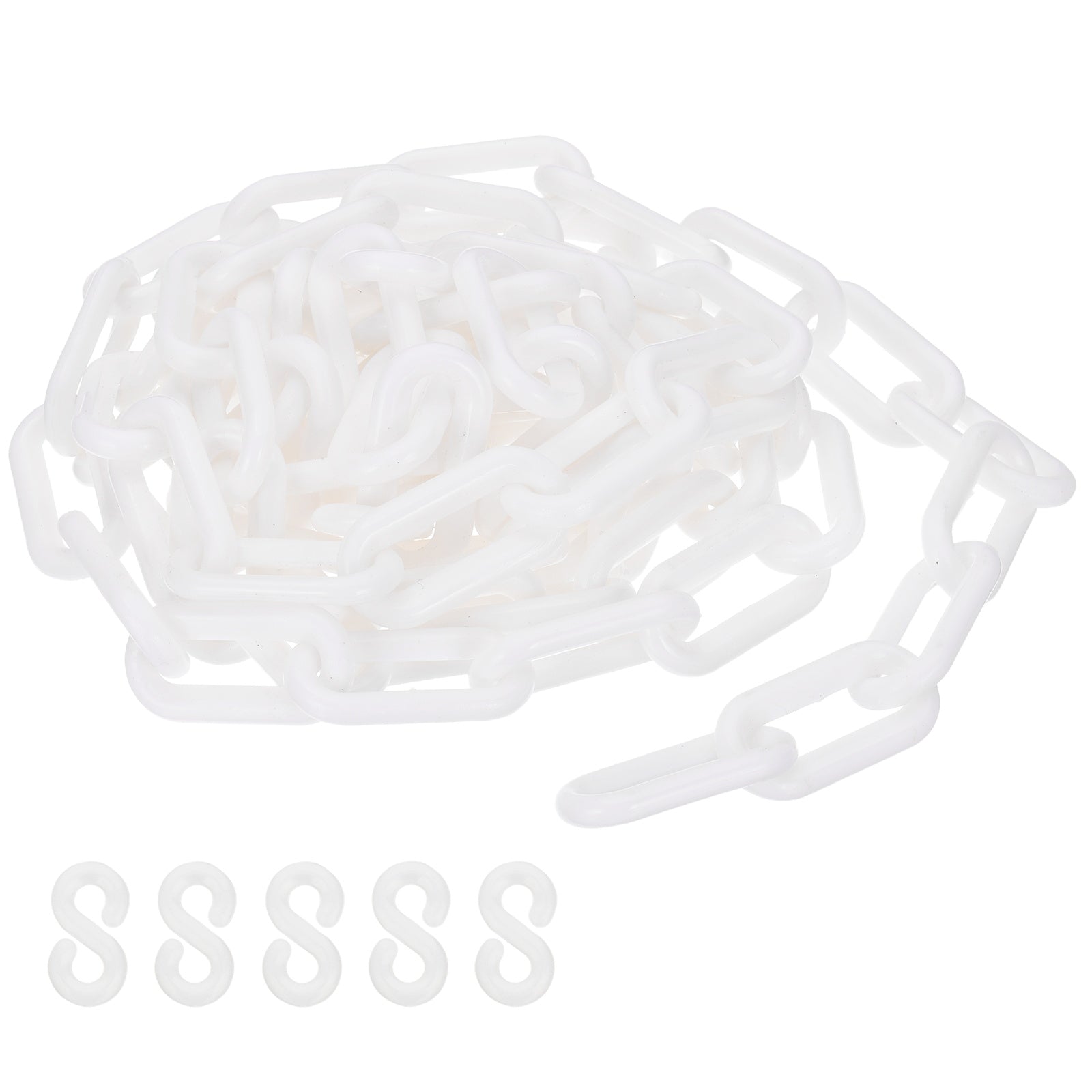 White Plastic Chain, 10 ft 8mm Safety Barrier Chain for Crowd Control ...