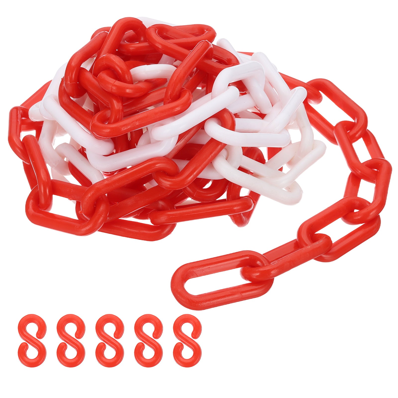 Red/White Plastic Chain, 10 ft 8mm Safety Barrier Chain for Crowd ...