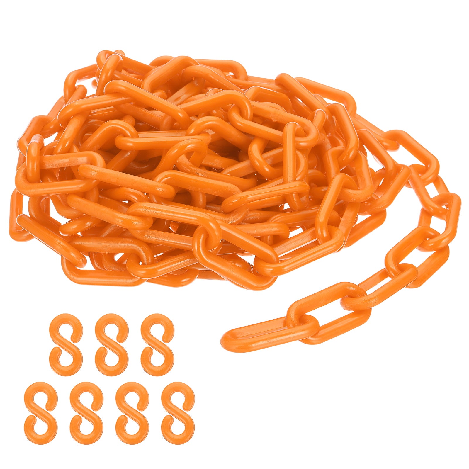 Orange Plastic Chain, 16 ft 8mm Safety Barrier Chain for Crowd Control ...