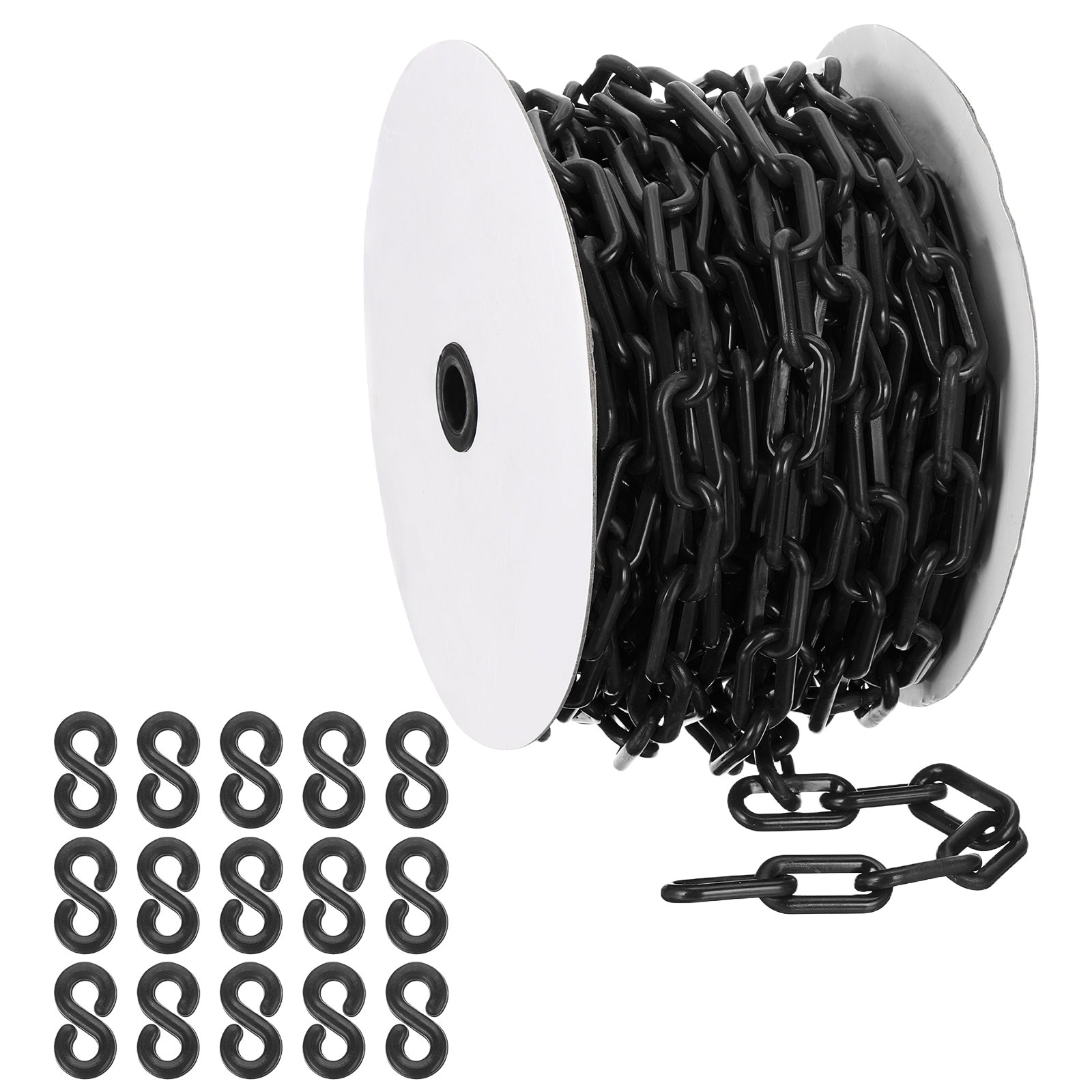 Black Plastic Chain, 72 ft 8mm Safety Barrier Chain Large Plastic Chain ...
