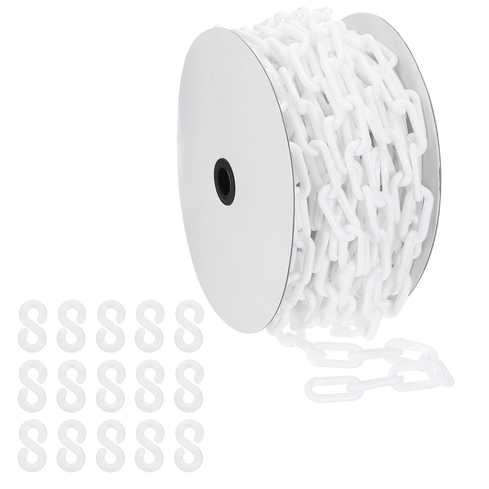 White Plastic Chain, 72 ft 8mm Safety Barrier Chain Large Plastic Chain ...
