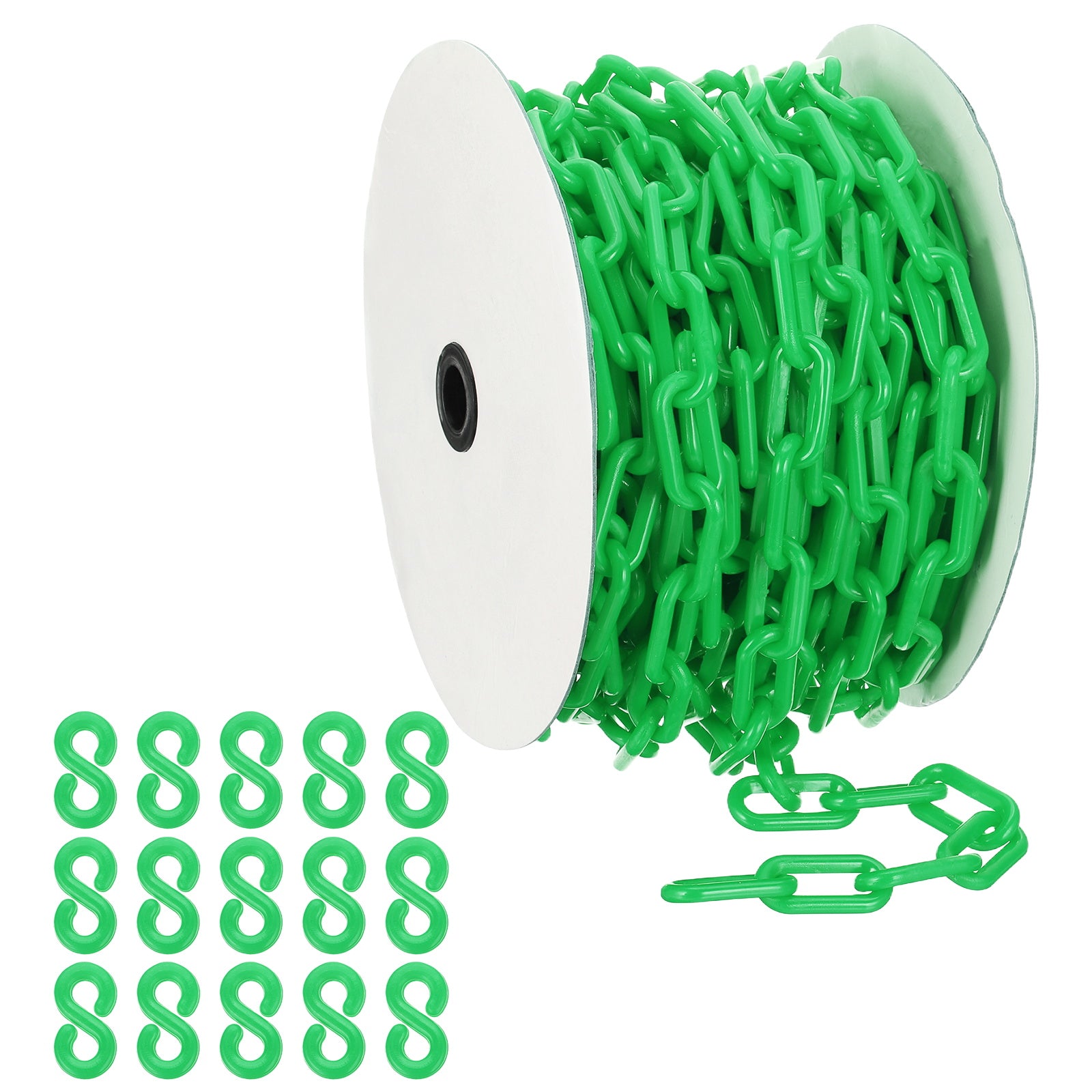 Green Plastic Chain, 72 ft 8mm Safety Barrier Chain Large Plastic Chain ...