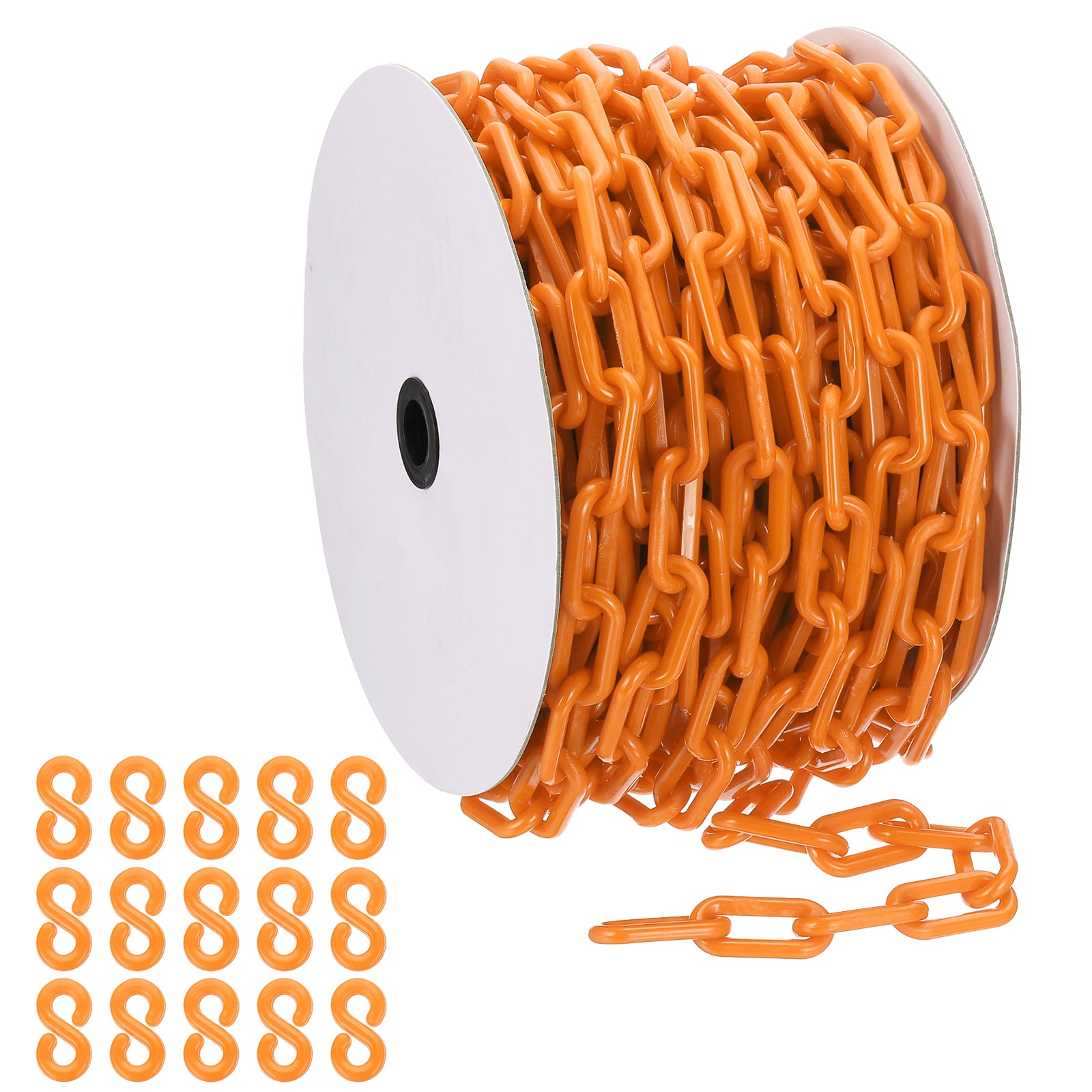 Orange Plastic Chain, 92 ft 8mm Safety Barrier Chain Large Plastic ...