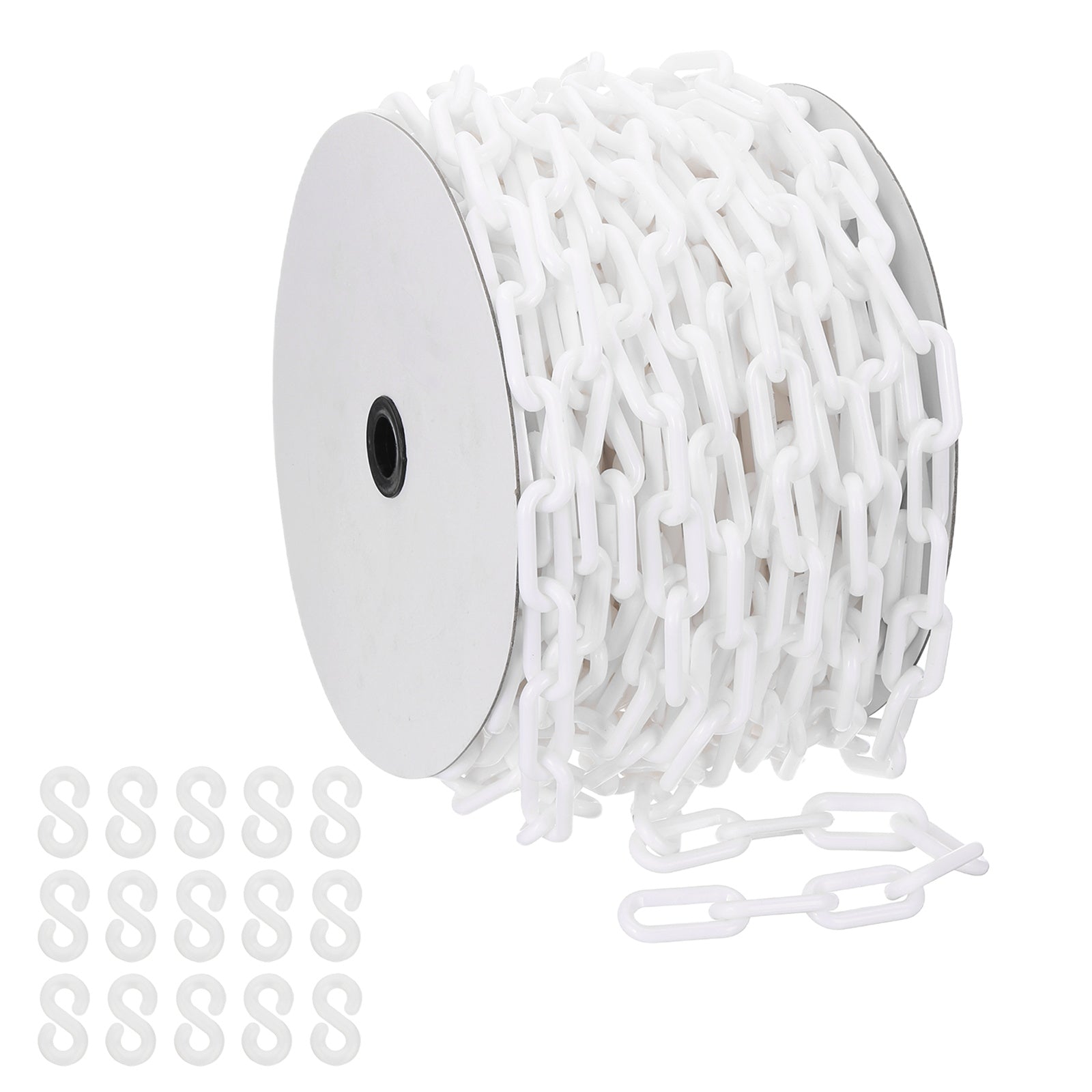 White Plastic Chain, 115 ft 8mm Safety Barrier Chain Large Plastic ...
