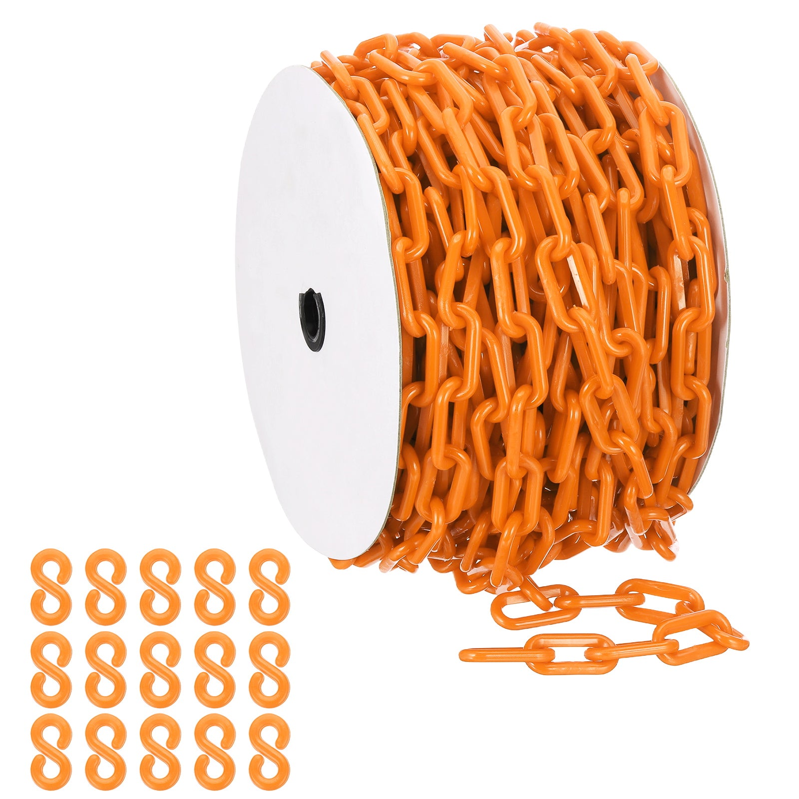 Orange Plastic Chain, 115 ft 8mm Safety Barrier Chain Large Plastic ...