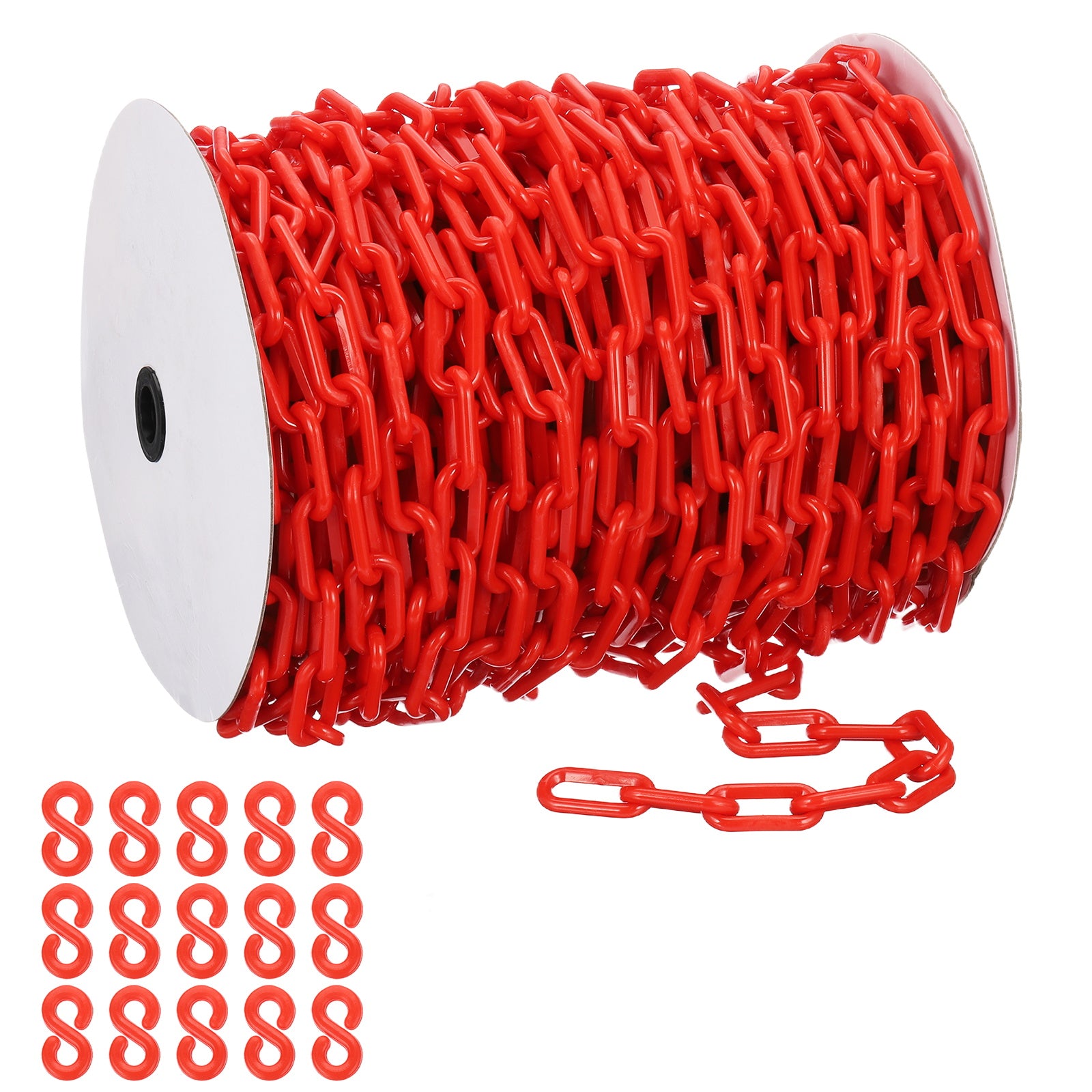 Red Plastic Chain, 164 ft 8mm Safety Barrier Chain Large Plastic Chain ...