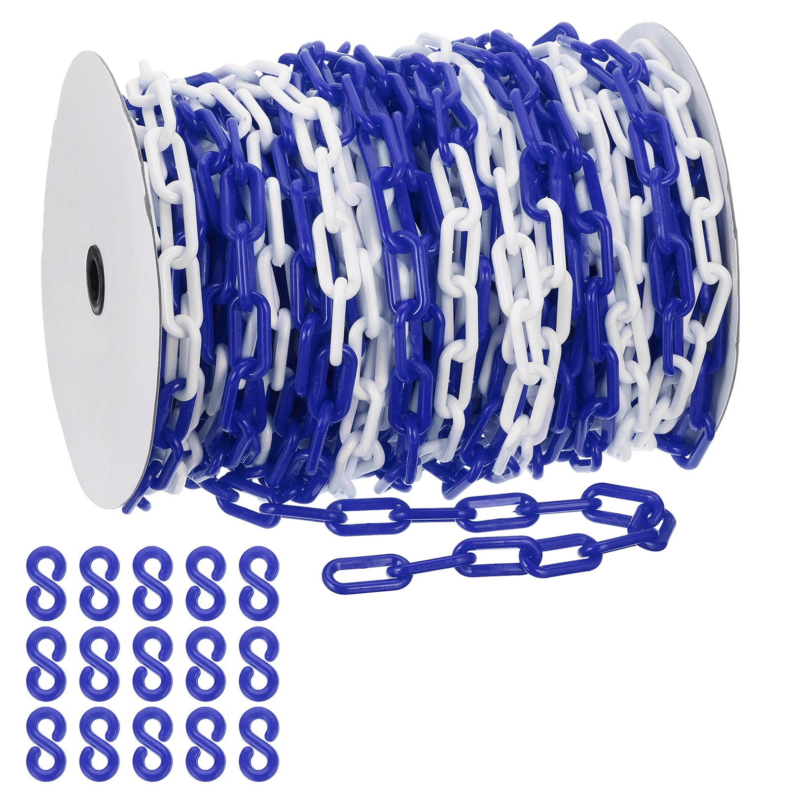 Blue/White Plastic Chain, 164 ft 8mm Safety Barrier Chain Large Plastic ...