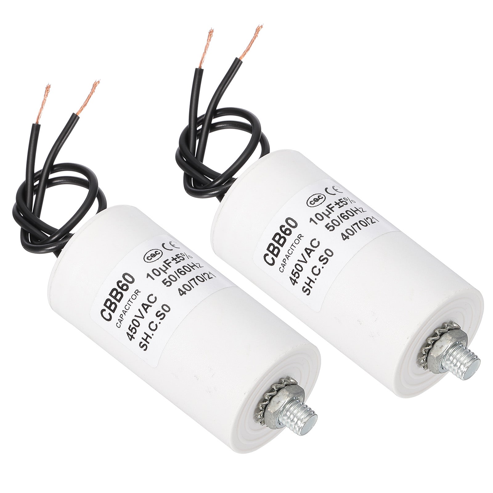 CBB60 10uF Running Capacitor,2Pcs AC 450V 2 Wire 50/60Hz Cylinder ...
