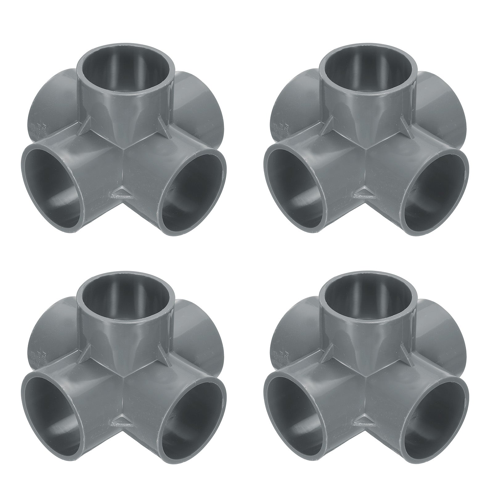 4pcs 5 Way PVC Pipe Fittings 1-1/2" Elbow Pipe Connector Build Grade 90 ...