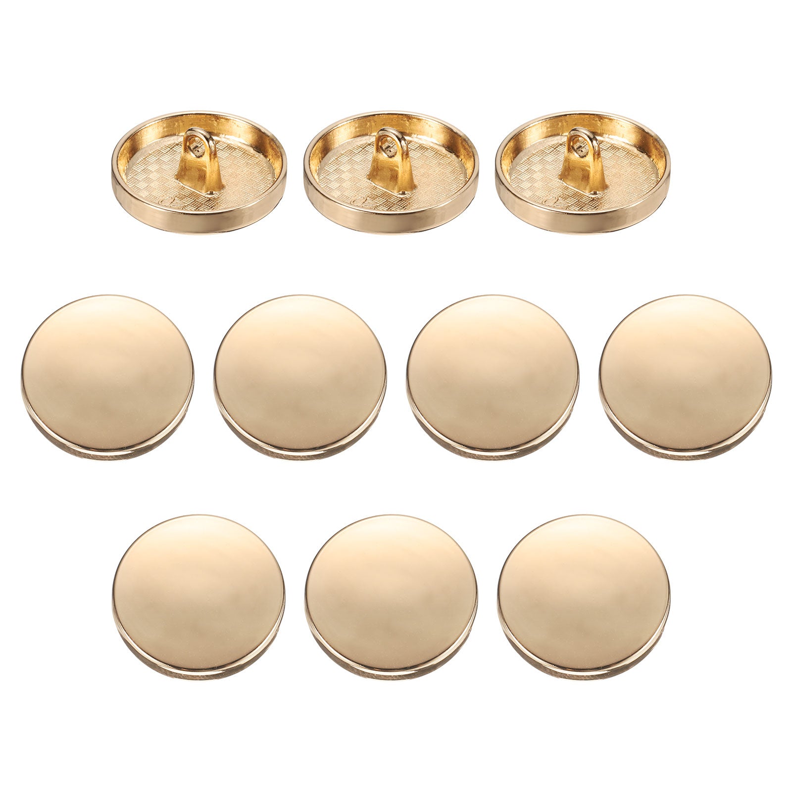 10pcs Metal Flat Button 20mm Round Metal Sewing Buttons Bright Gold ...