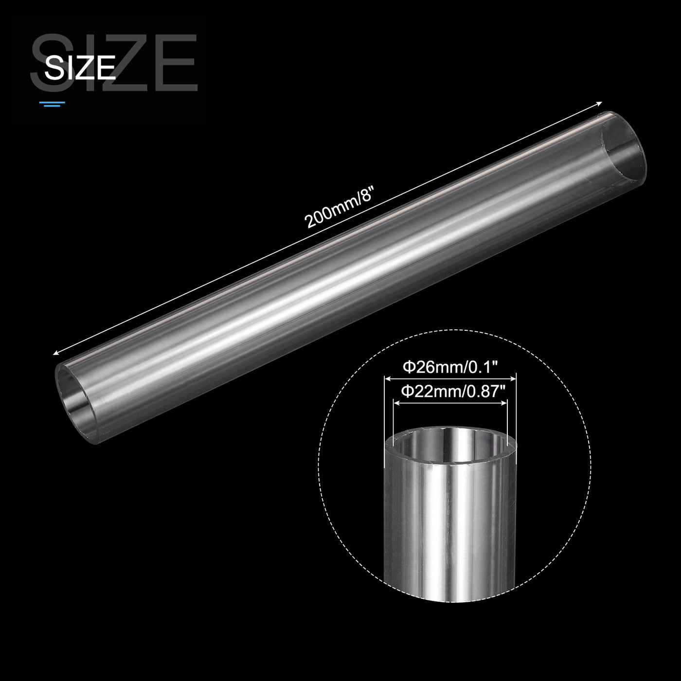 1 Inch Clear Storage Tube 22x26mm Small Plastic Round Tubing with Caps ...