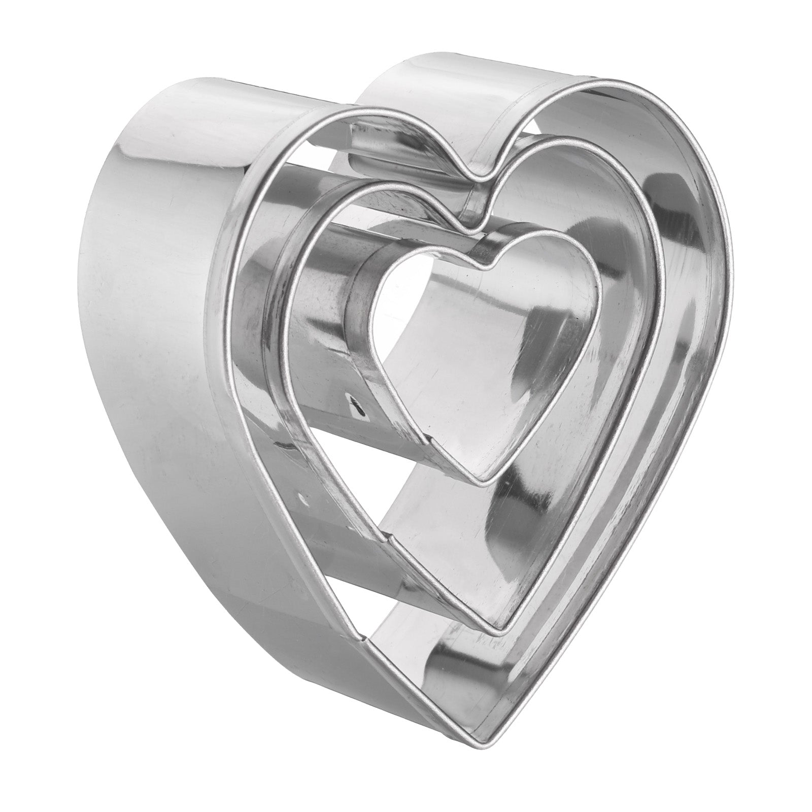 3Pcs Heart Cookie Cutters Set Assorted Sizes Stainless Steel Holiday ...