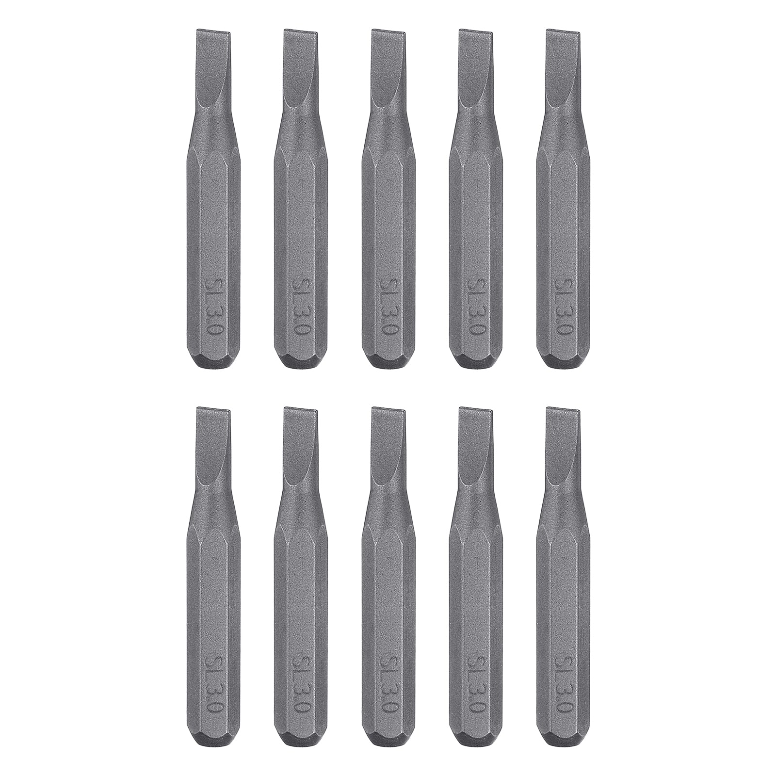 10pcs SL3.0 Slotted Screwdriver Bit 5/32" Hex Shank 28mm Length S2 ...