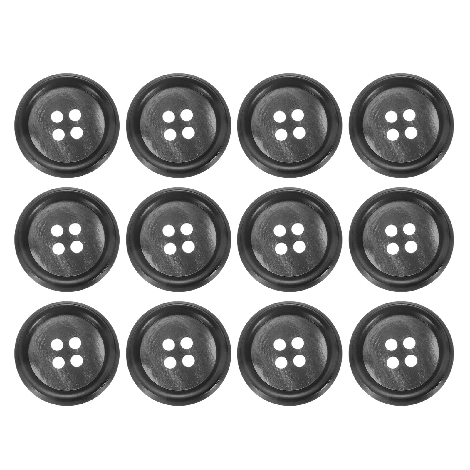 12pcs Resin Sewing Button, 20mm 3/4" 4 Holes Round Coat Buttons, Black ...