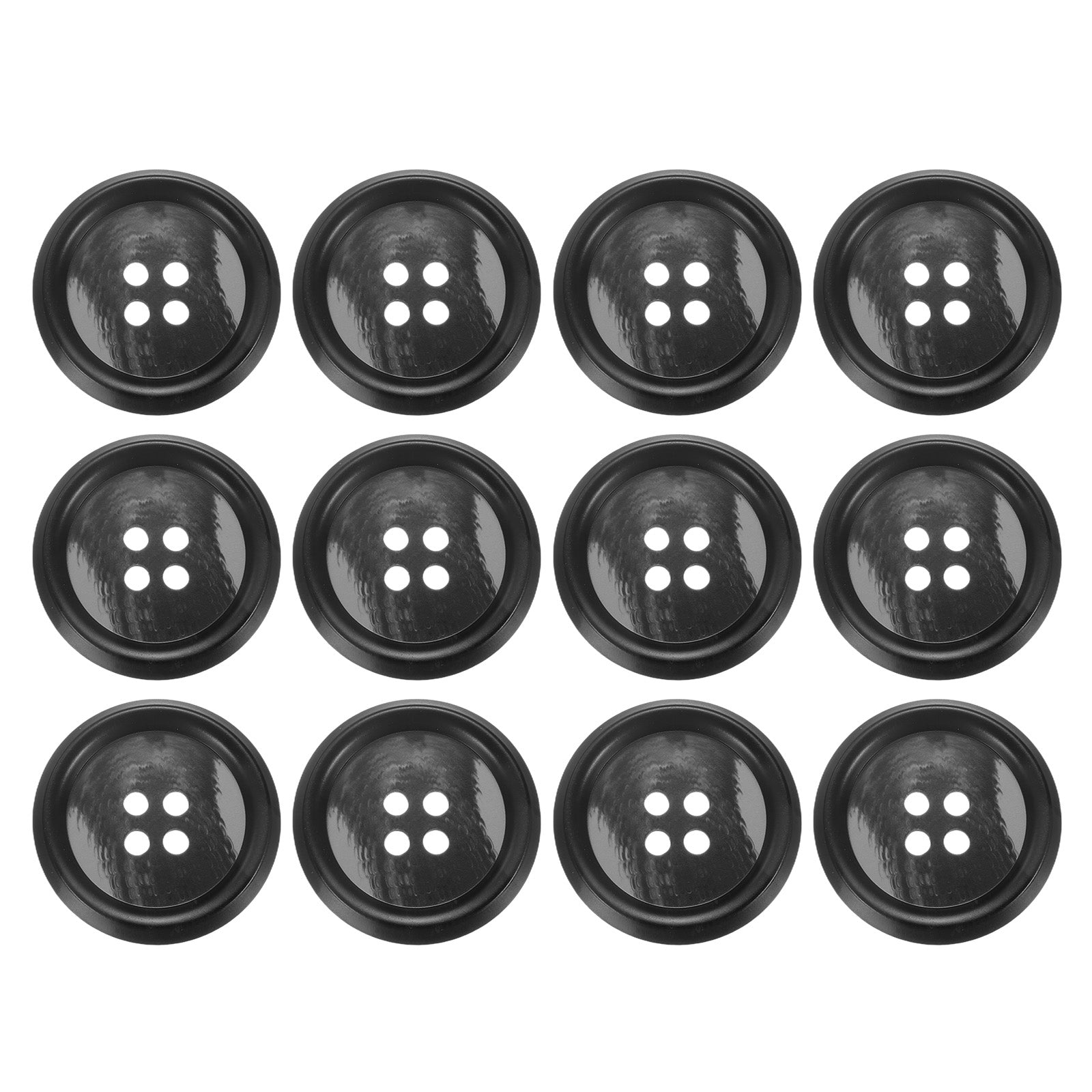 12pcs Resin Sewing Button, 23mm 7/8" 4 Holes Round Coat Buttons, Black ...