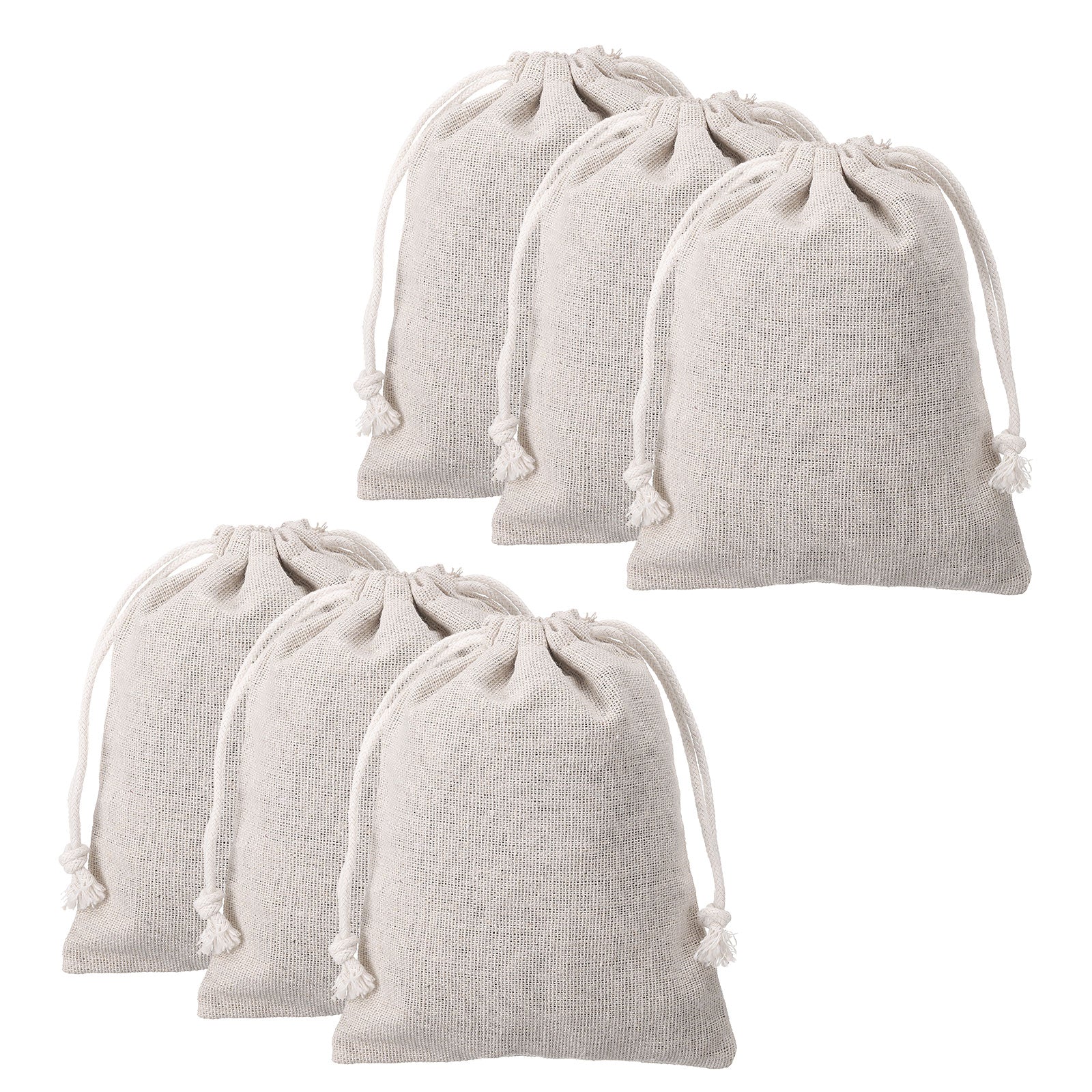 12pcs Cotton Storage Bags 4.7" x 5.9" Canvas Drawstring Bag, Beige ...