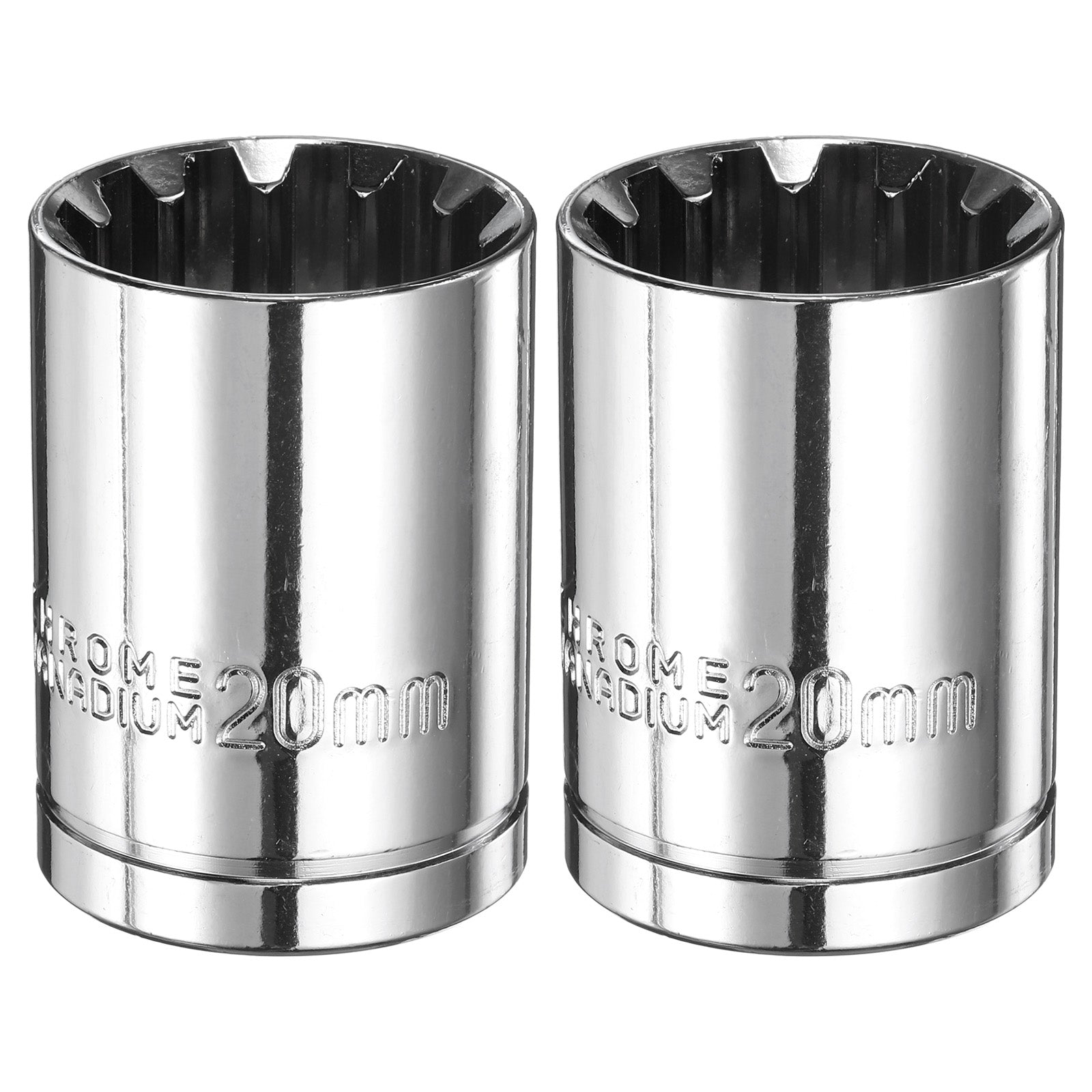 2pcs 12 Point Socket 1/2" Drive by 20mm Metric Shallow Socket Chrome ...